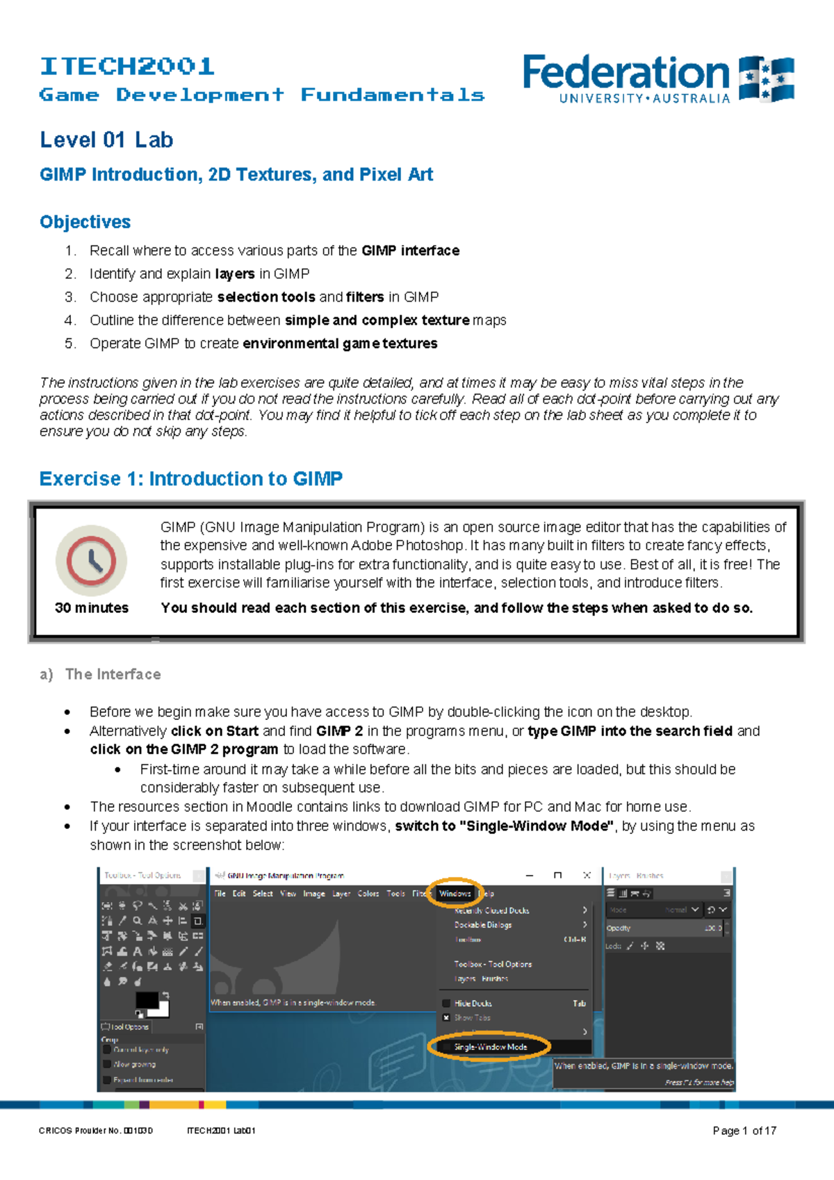 ITECH2001-lvl01-Lab - lab practice - Game Development Fundamentals ...