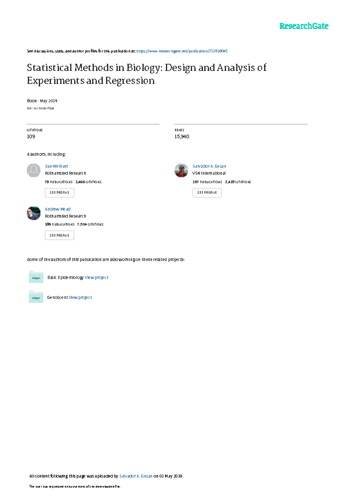 Pagesfrom Statistical Methodsin Biology Designand Analysisof ...