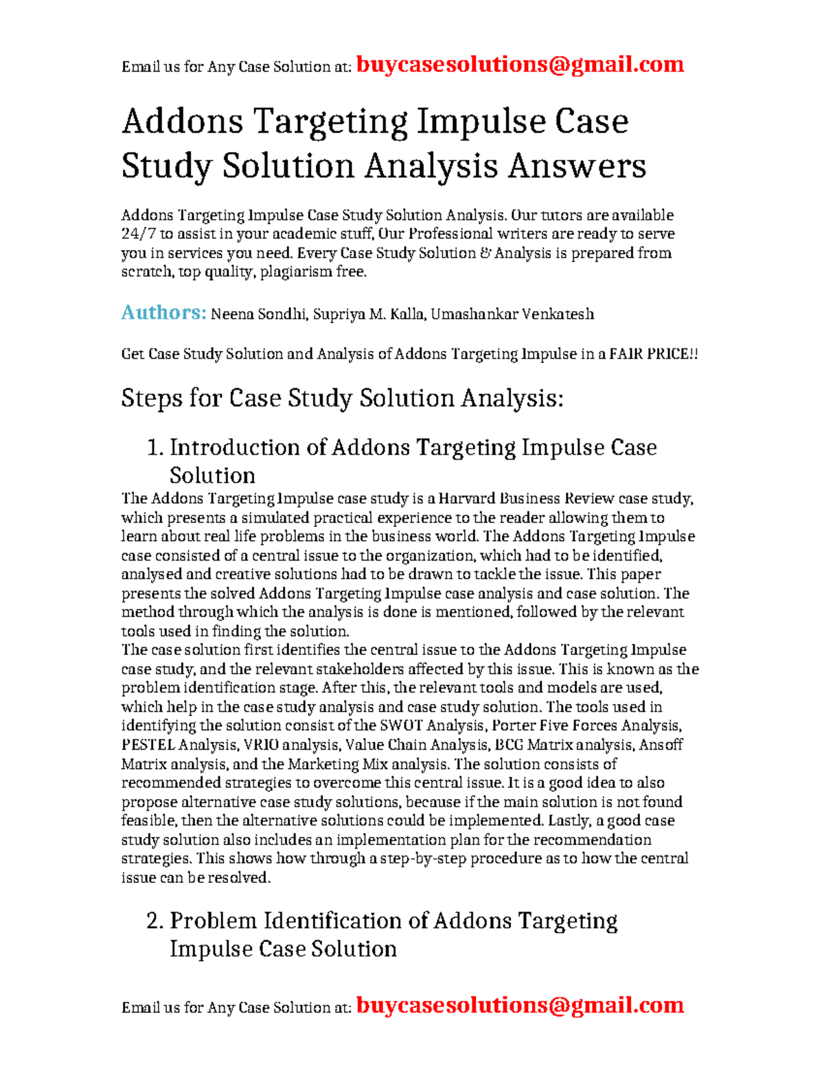 Case Solution Addons Targeting Impulse - Addons Targeting Impulse Case Study Solution Analysis ...