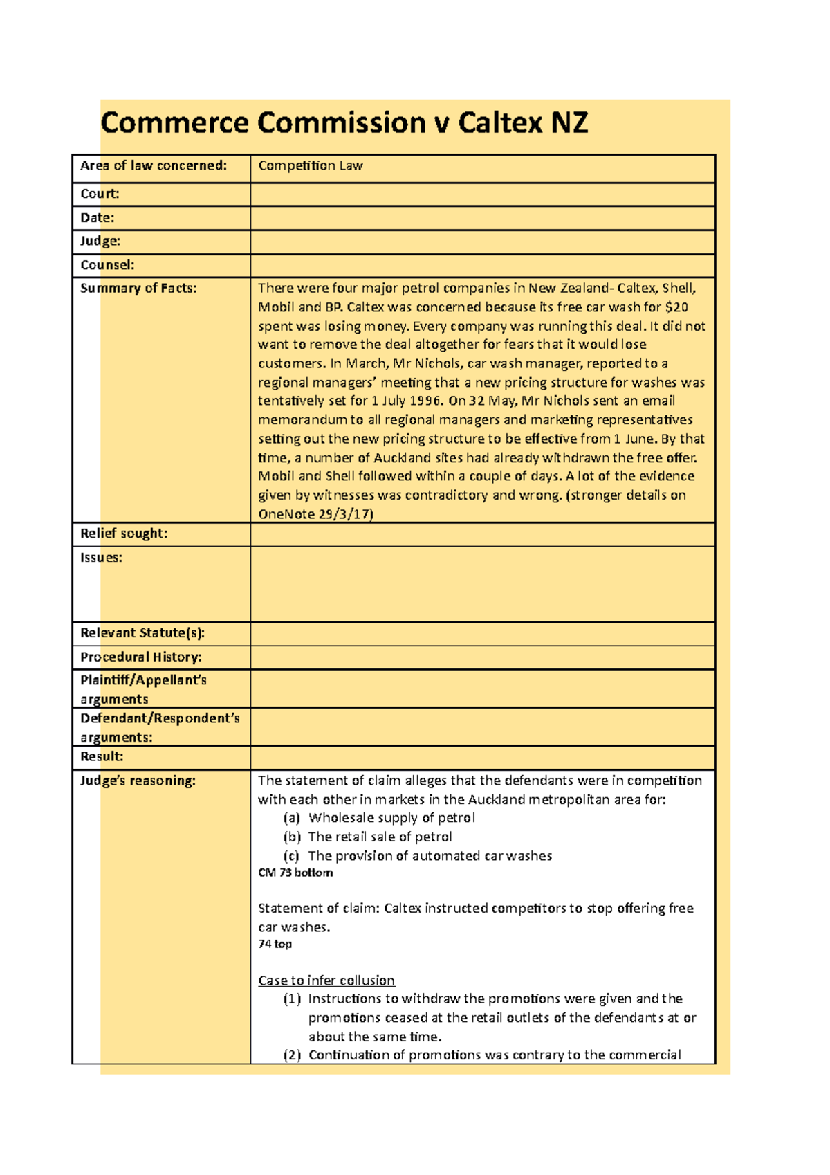Commerce Competition v Caltex NZ - Commerce Commission v Caltex NZ Area ...