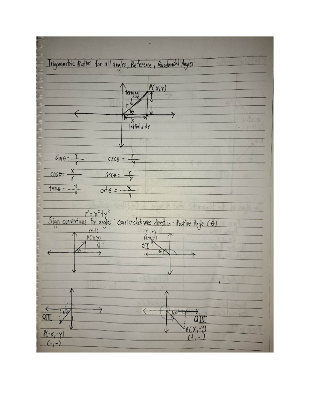 Trigonometric Ratios for all angles, Reference, Quadrantal Angles ...