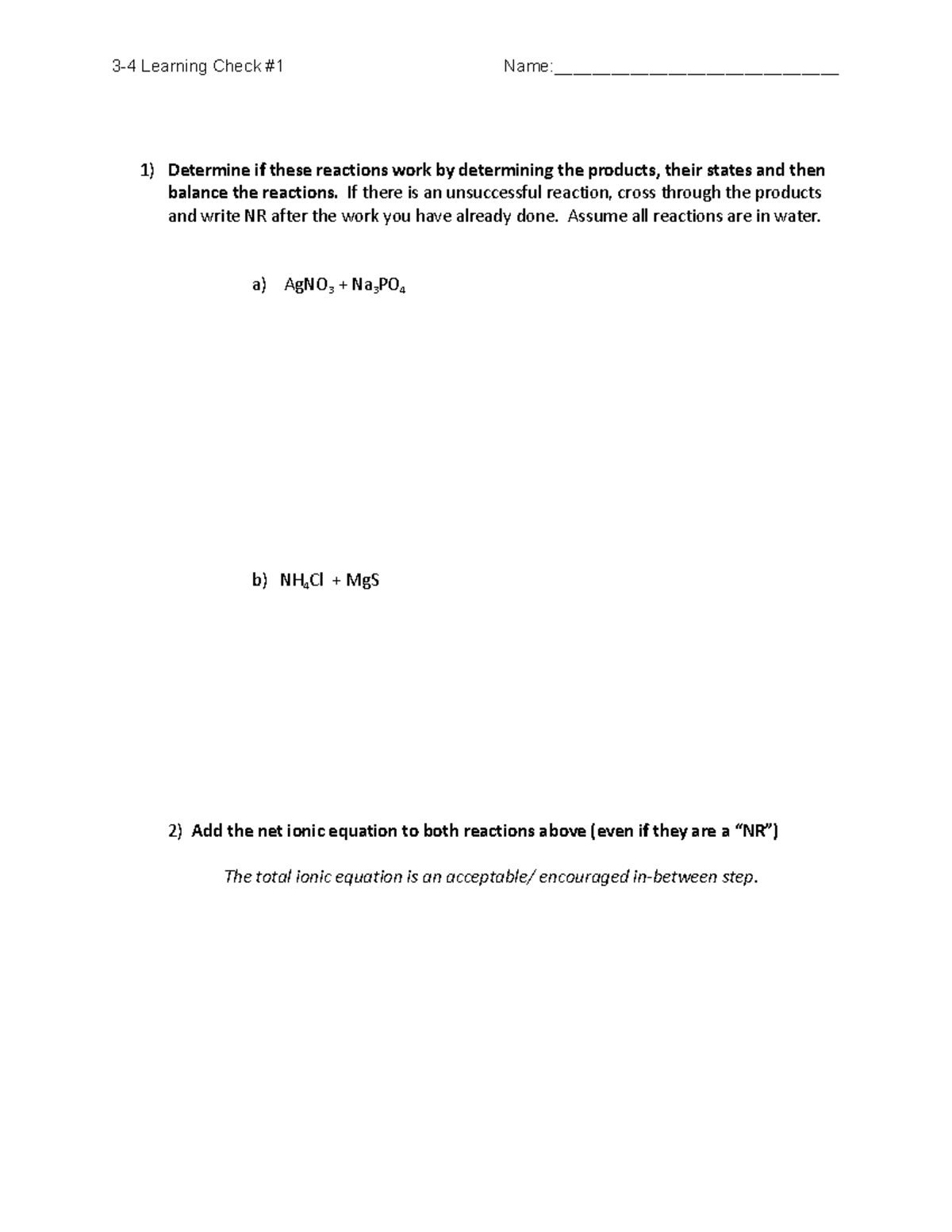 Learning check 1 double - 3-4 Learning Check #1 Name ...