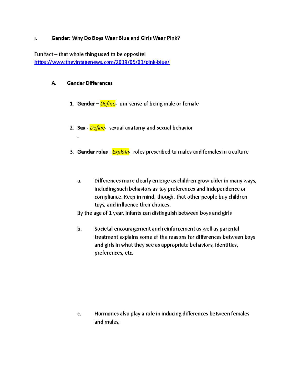 Lifespan Development Ch 12 Gender And Sexuality I Gender Why Do