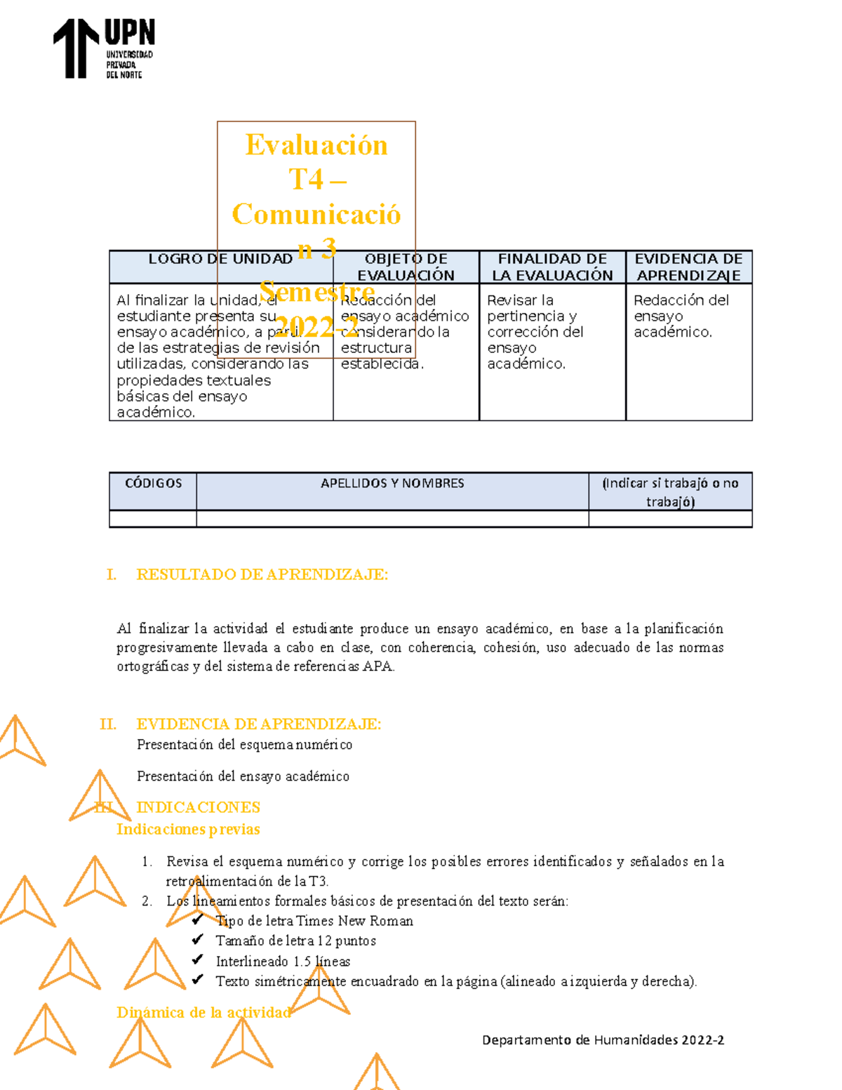 T4 Comunicación 3 2022-2 - LOGRO DE UNIDAD OBJETO DE EVALUACIÓN FINALIDAD DE LA EVALUACIÓN ...