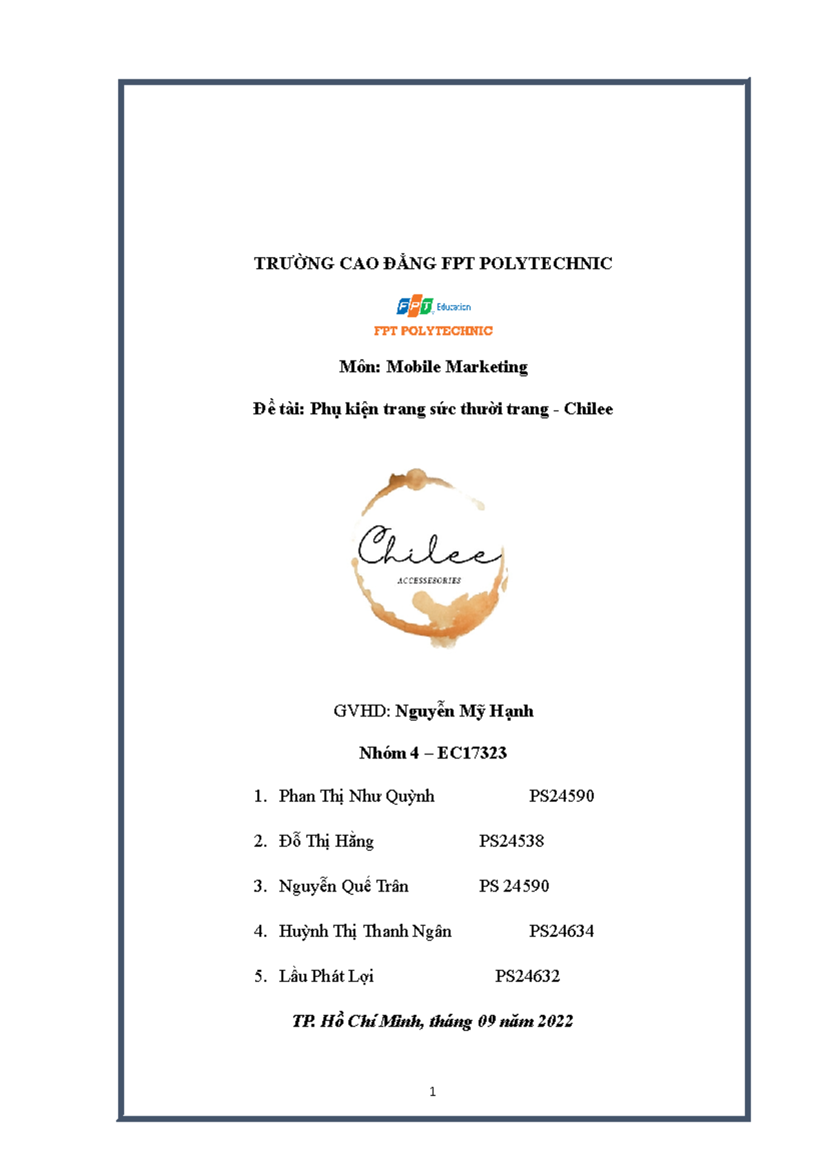 ASM Mobile MKT N3 Final NHÓM 5 - TRƯỜNG CAO ĐẲNG FPT POLYTECHNIC Môn ...