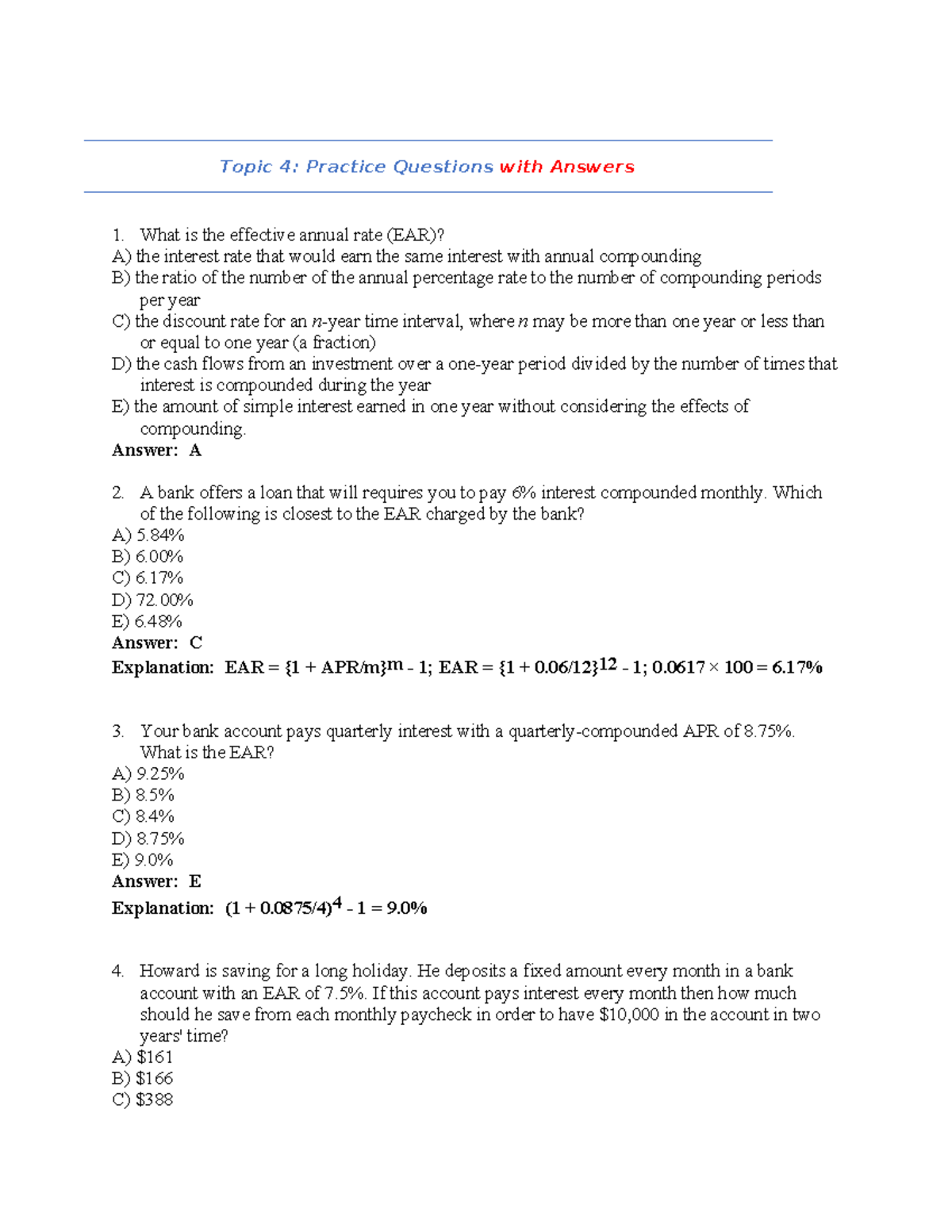 Topic 4 - Practice Questions - with Answers - Topic 4: Practice ...