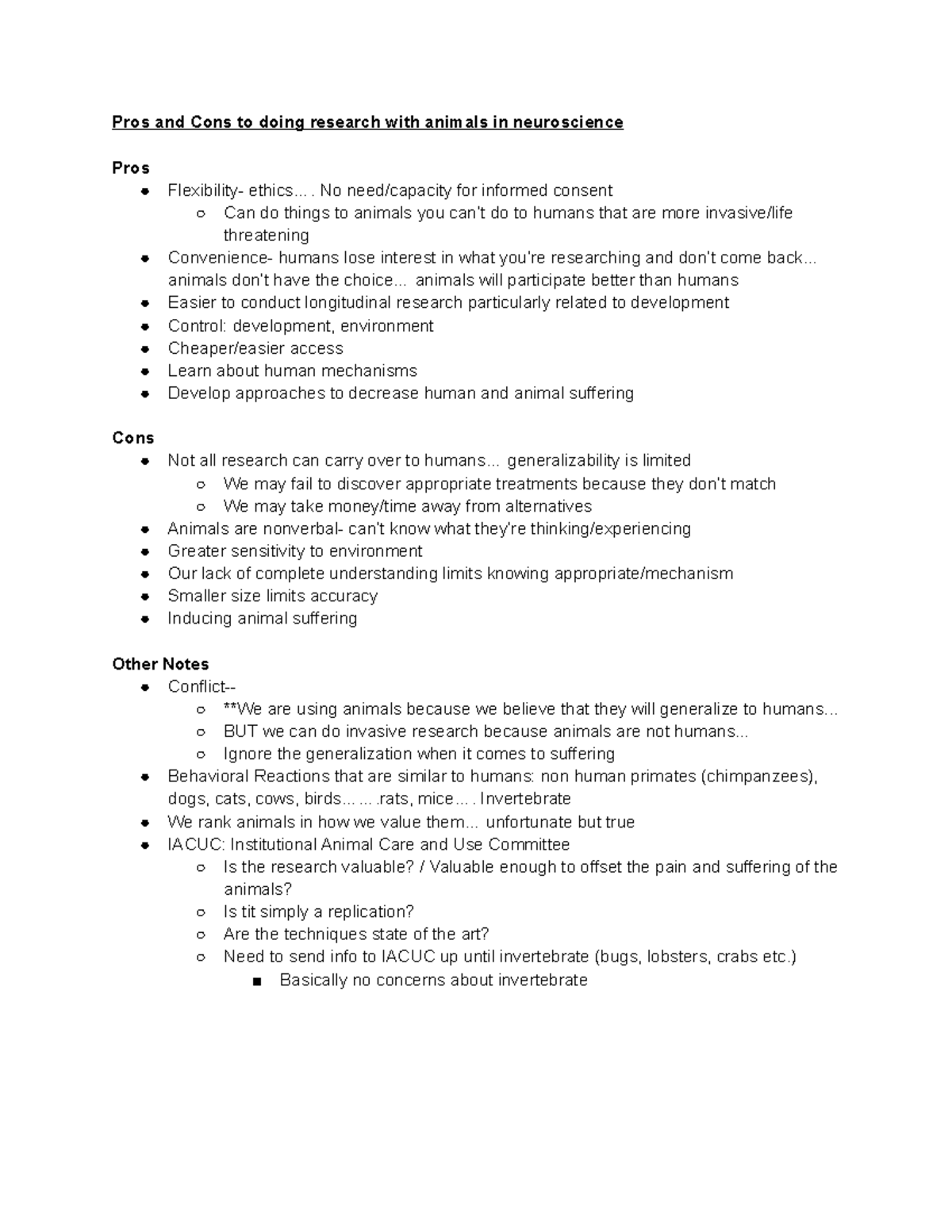 Animal Ethics - class notes - PSY 8050 - Villanova - Studocu