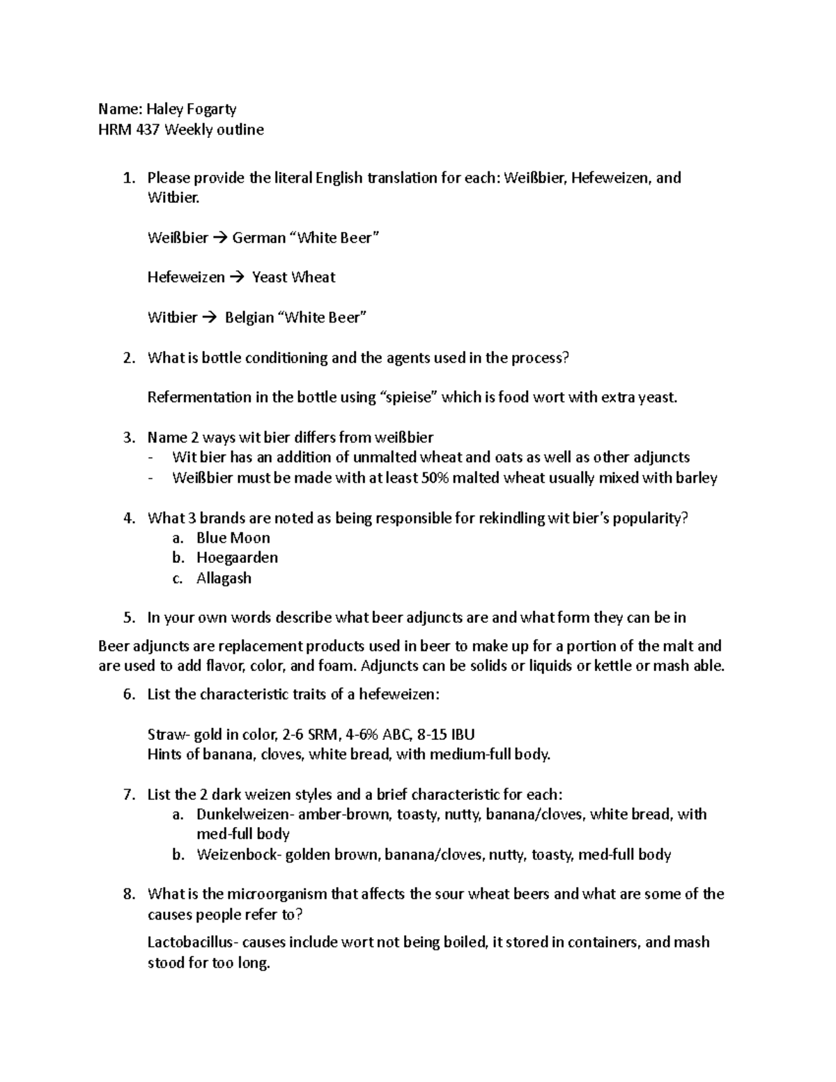 HRM 437 Weekly outline 3 - Name: Haley Fogarty HRM 437 Weekly outline ...