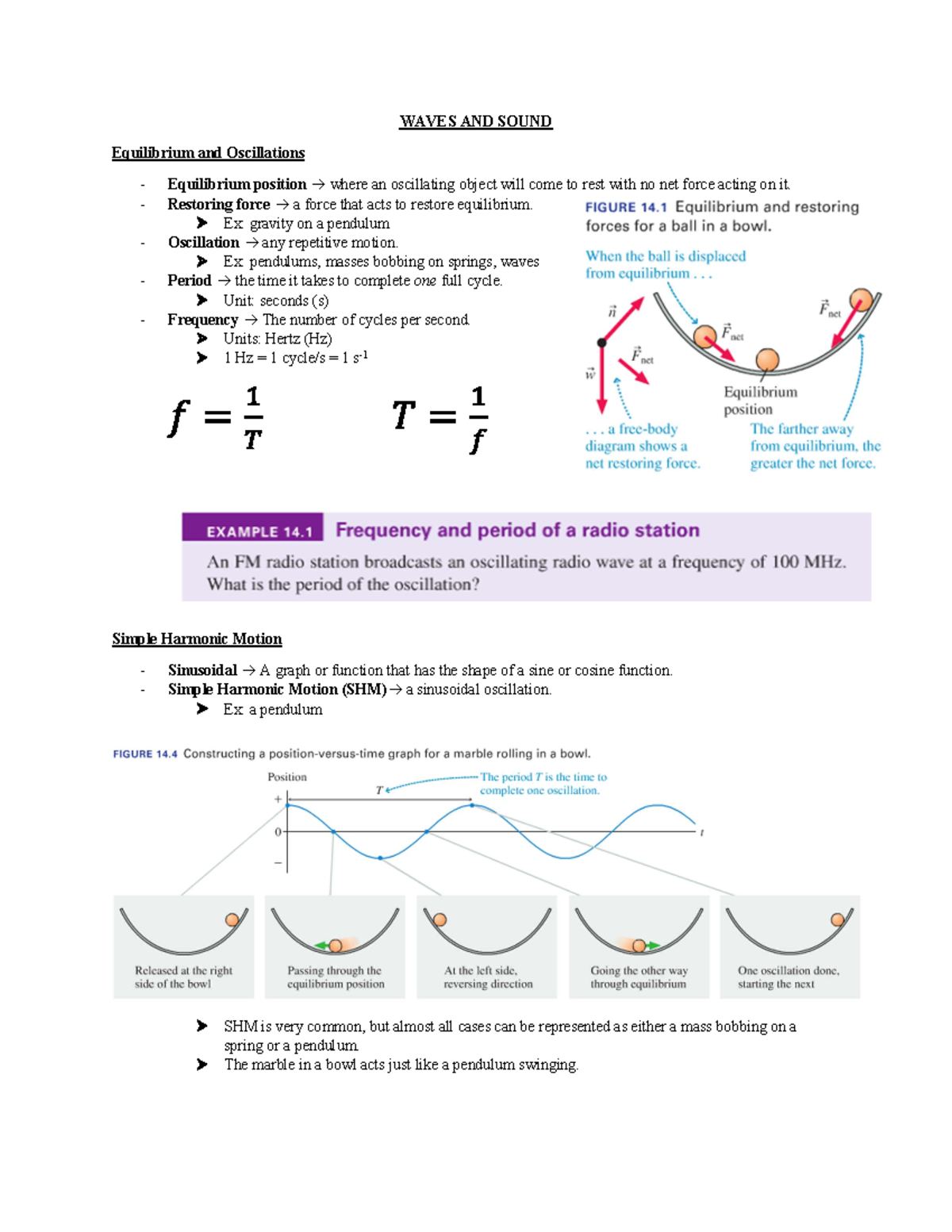 Waves and sound - Summary Introductory Physics - Mechanics - WAVES AND ...