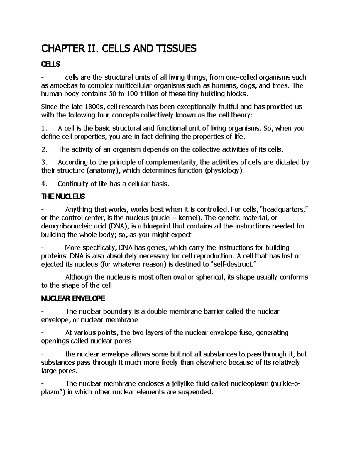 the human anatomy and physiology prelim term lessons in Chapter 2 ...