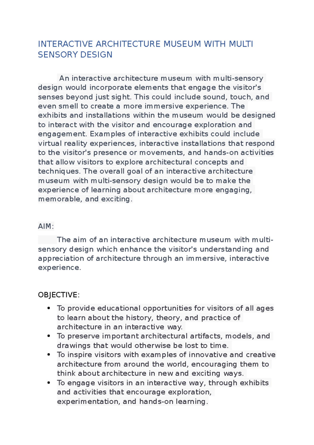 Interactive Architecture Museum WITH Multi Sensory Design - INTERACTIVE ...