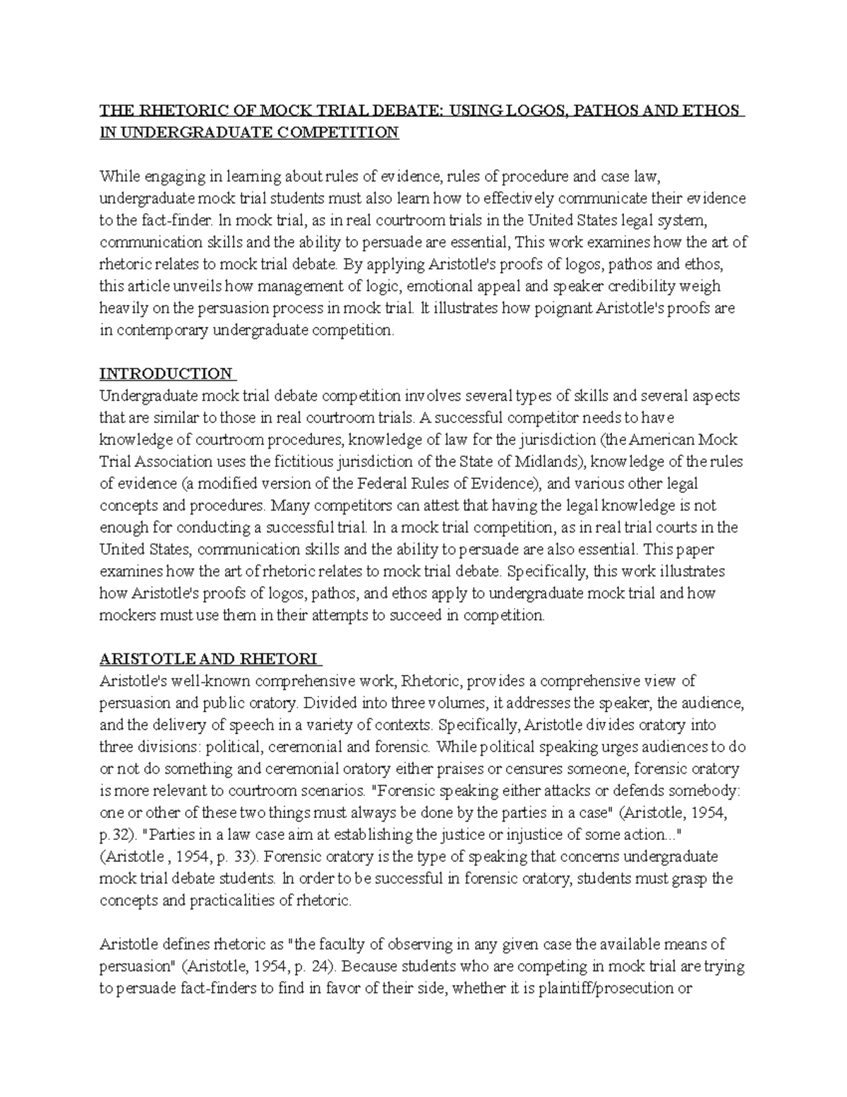 Logos Pathos Ethos Reading Notes (Module 6 Lecture Notes) - THE ...