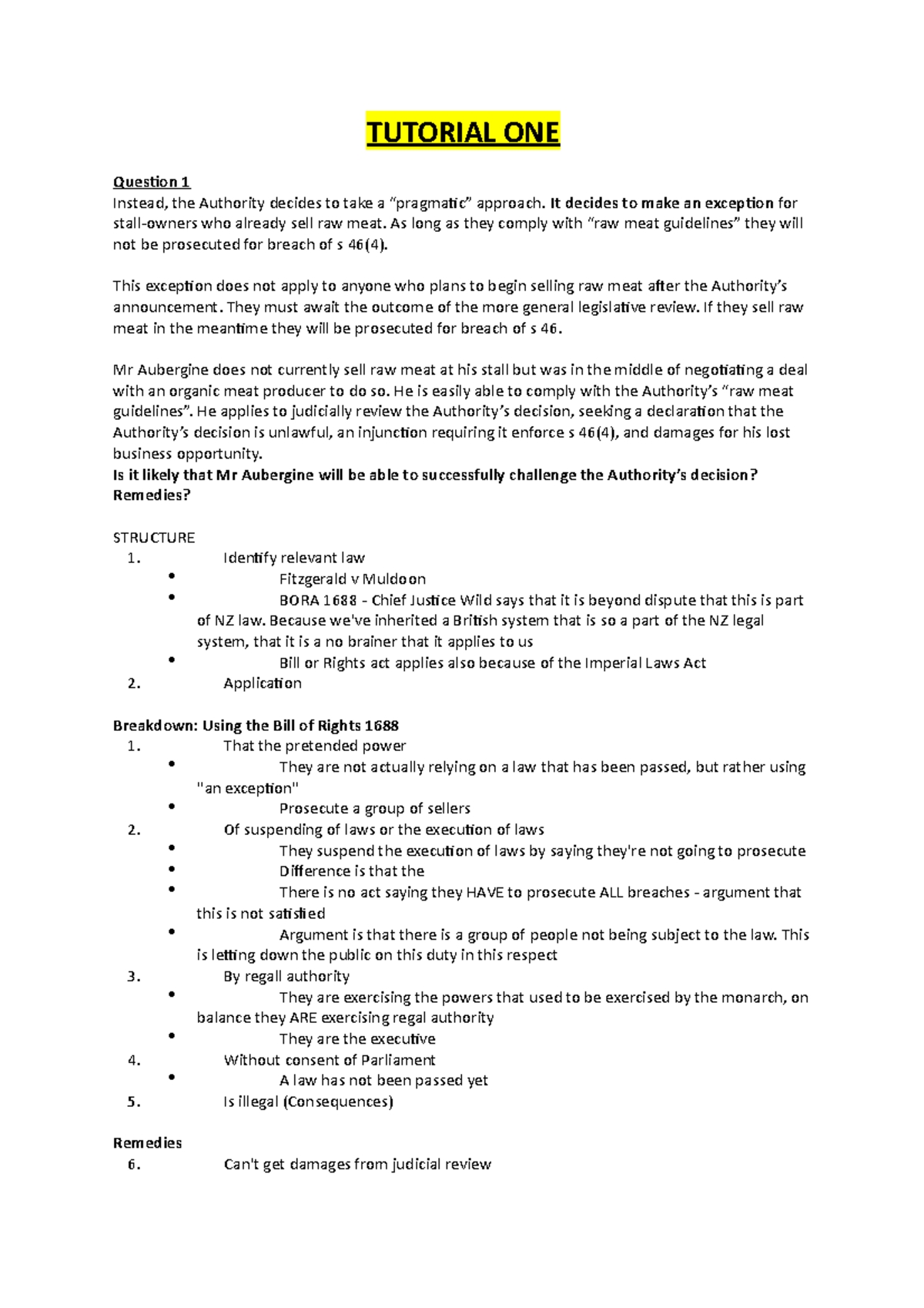 Public tuts - Tutorials for first half - TUTORIAL ONE Question 1 - Studocu