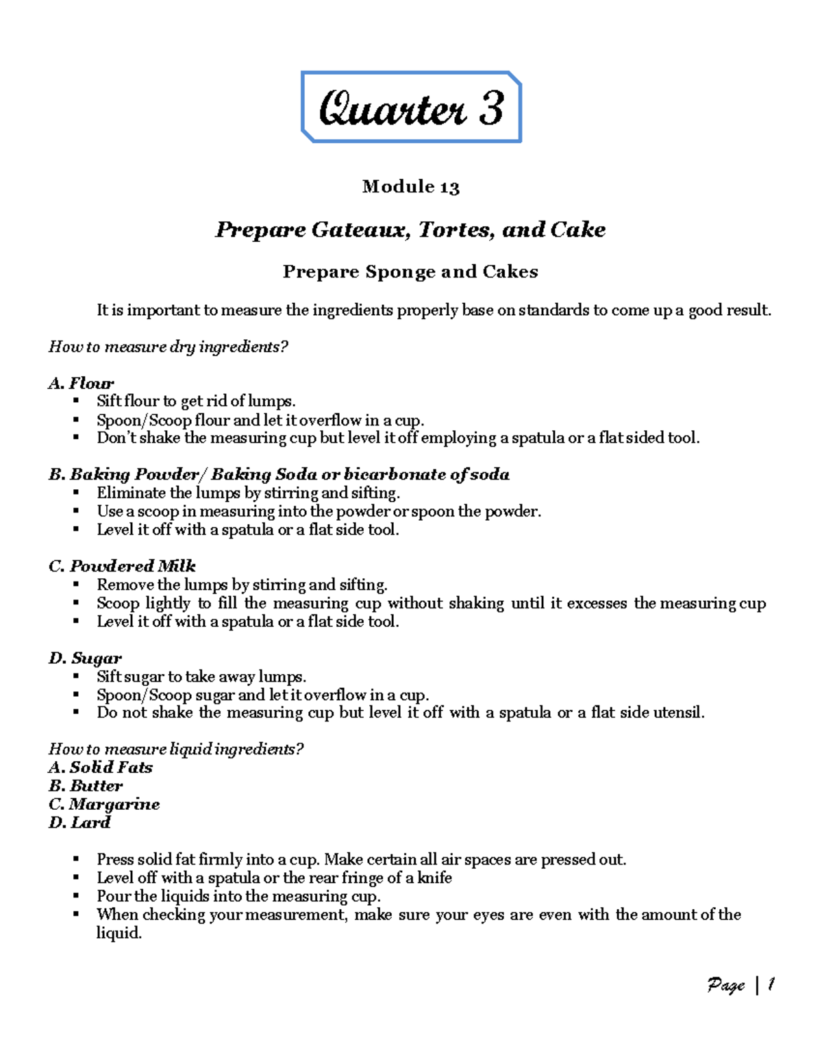 Bread and Pastry Production - Module 13 Prepare Gateaux, Tortes, and ...