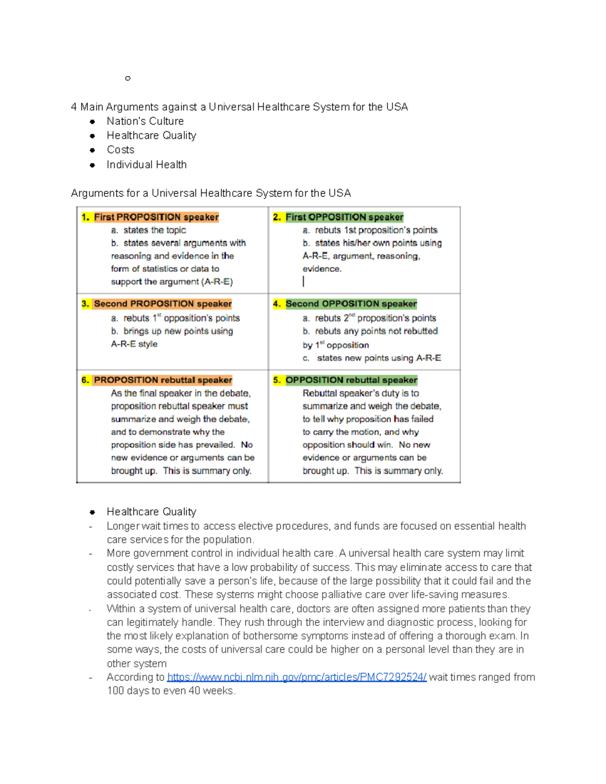 MIS 150B Debate Info - 4 Main Arguments against a Universal Healthcare ...