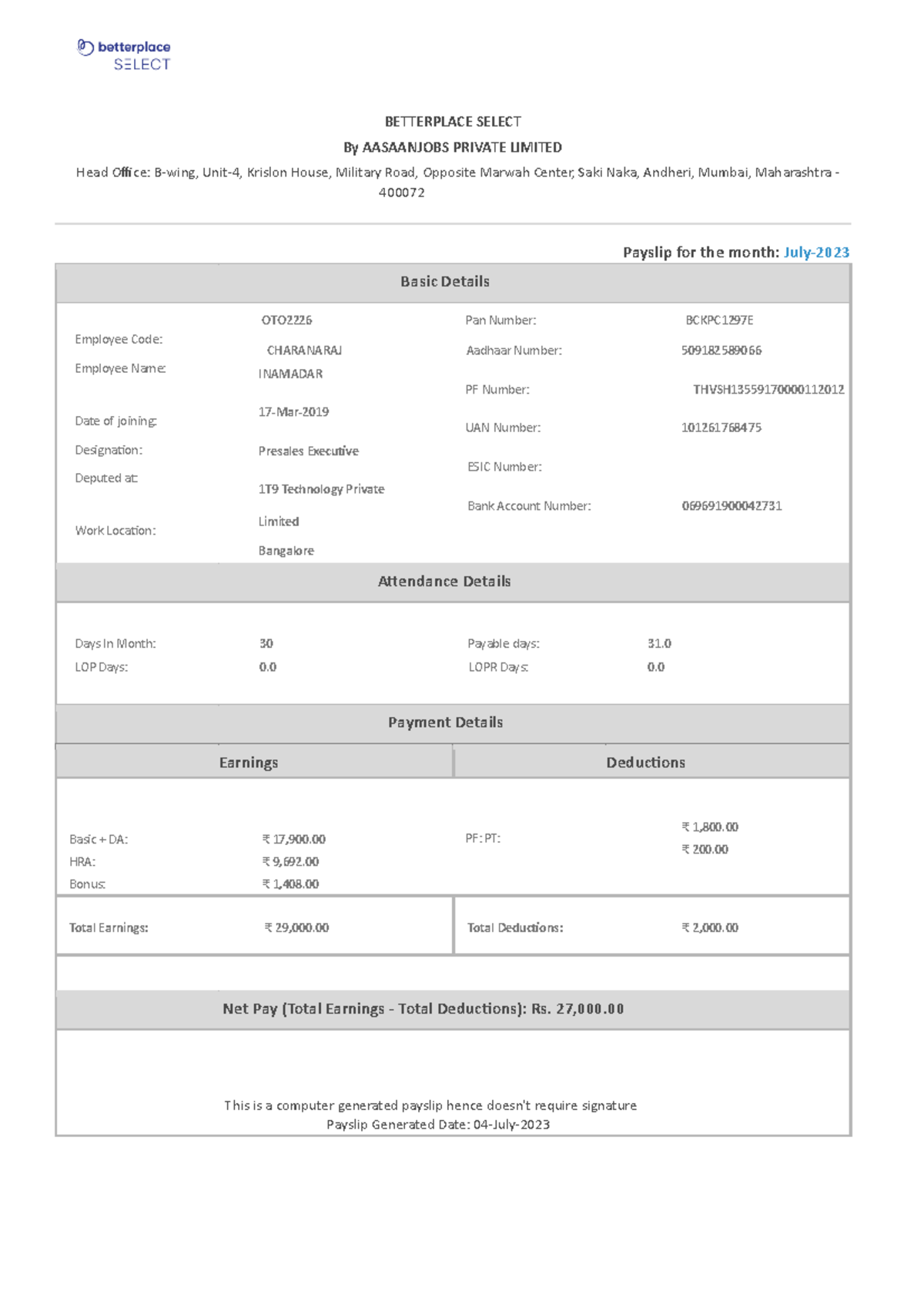 DOC-20230904-WA0022 - Good - BETTERPLACE SELECT By AASAANJOBS PRIVATE ...