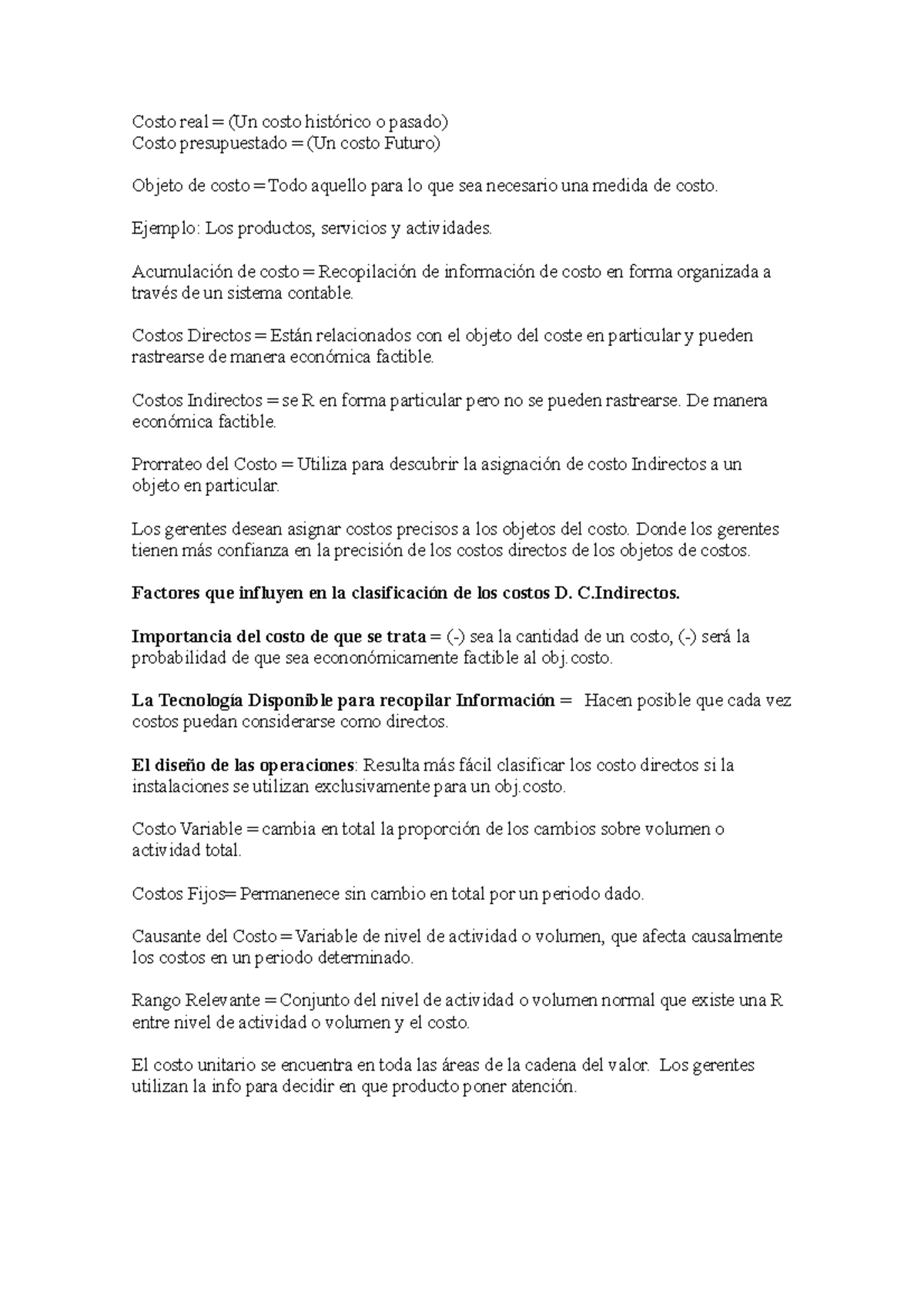 Costo-real - Apuntes Costo Real - Costo real = (Un costo histórico o ...