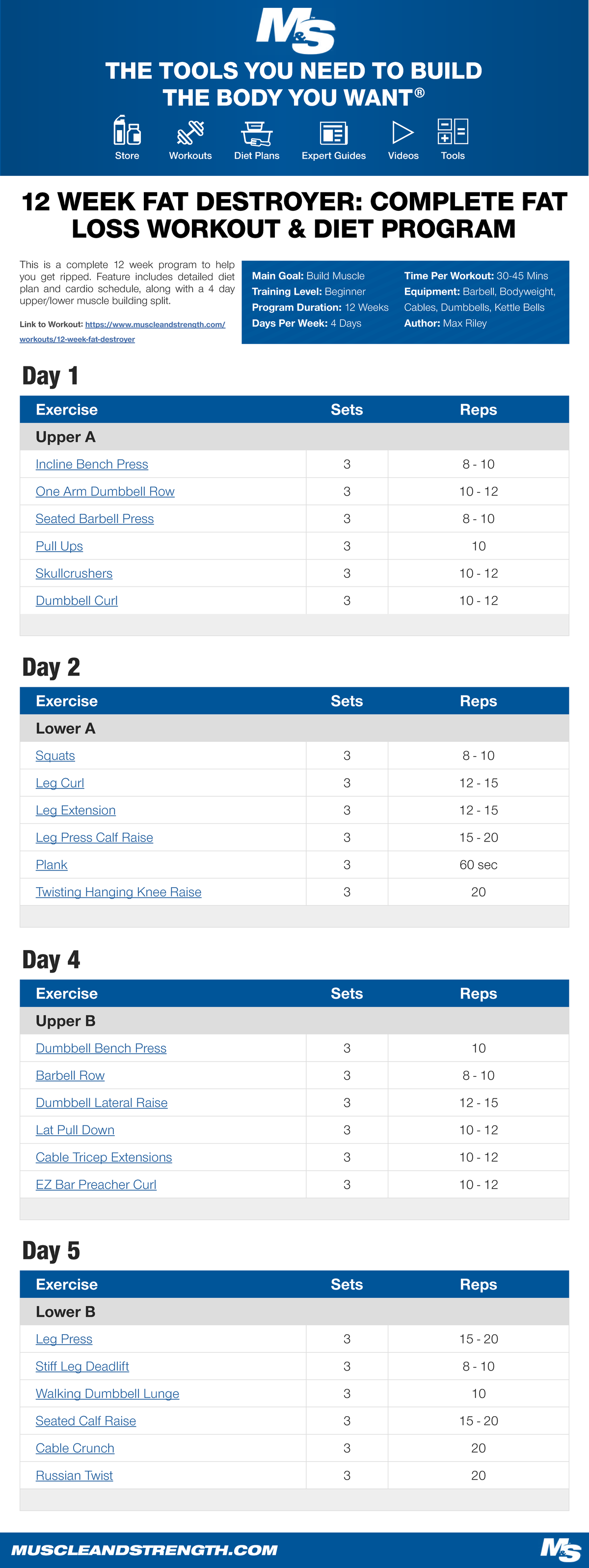 Fatdestroyer 0 - matausi kefe bolo - Day 1 Exercise Sets Reps Upper A ...
