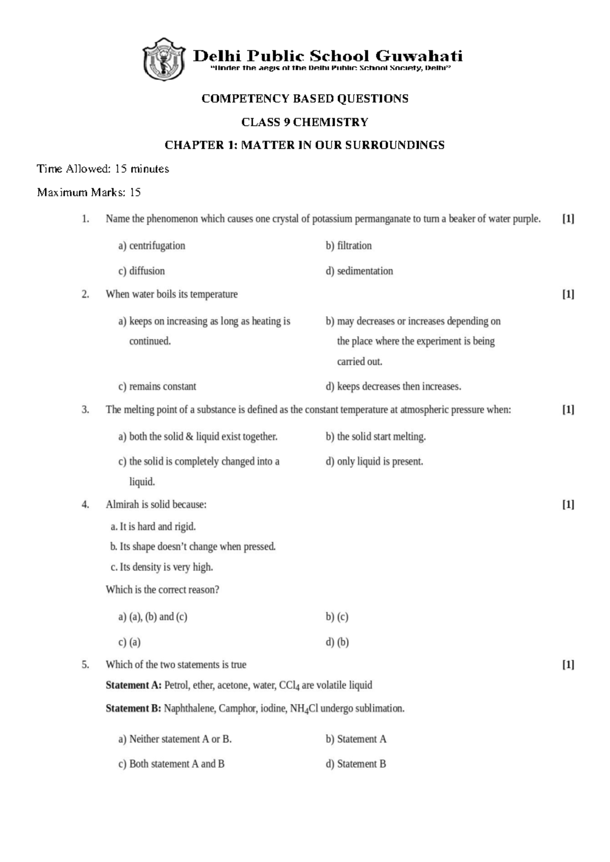CBQ Chapter 1 Class 9 - Nothing - Chemistry SL - COMPETENCY BASED ...