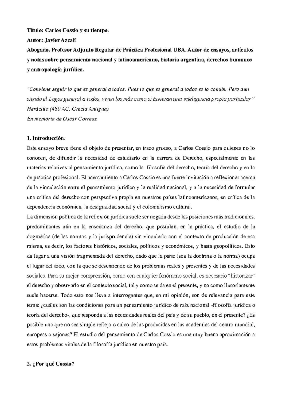 1- Carlos Cossio - autor Azzali - Libro de la cátedra en edición ...
