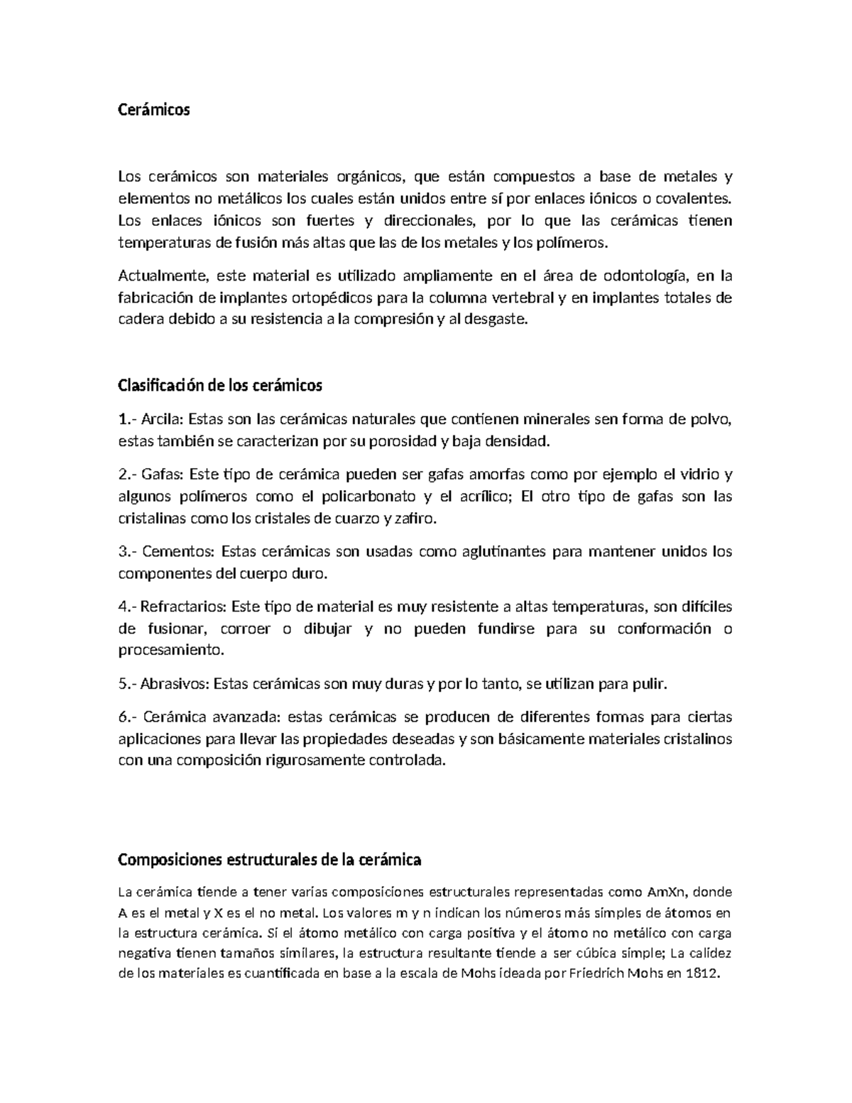 Biomateriales Cerámicos - Cerámicos Los cerámicos son materiales ...