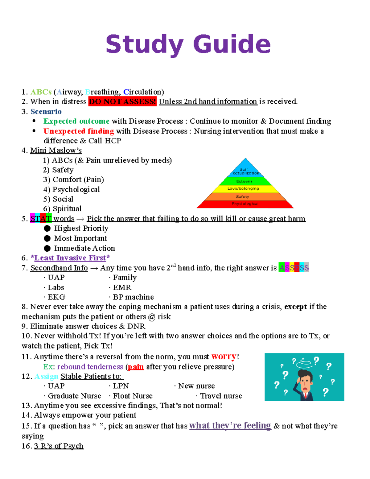 Nclex Review - Reveiw - Study Guide ABCs (Airway, Breathing ...