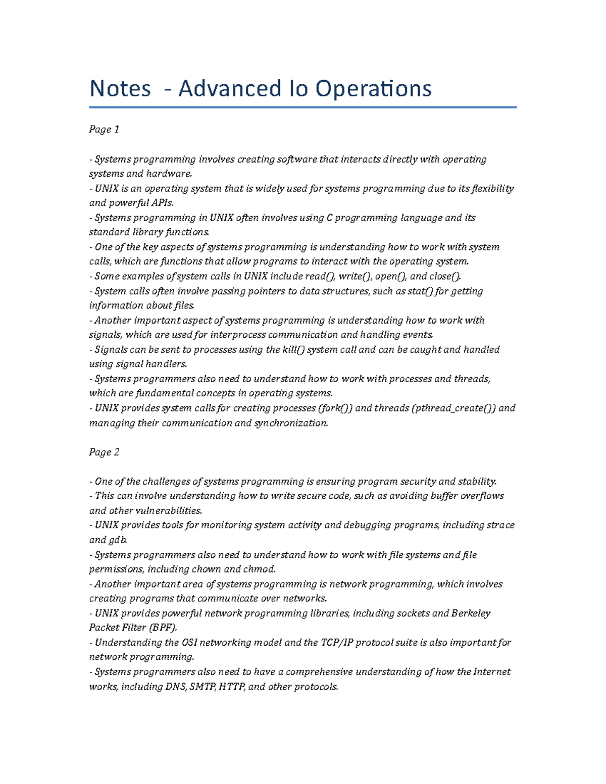 Lecture Notes Advanced Io Operations Notes Advanced Io Operations 9542