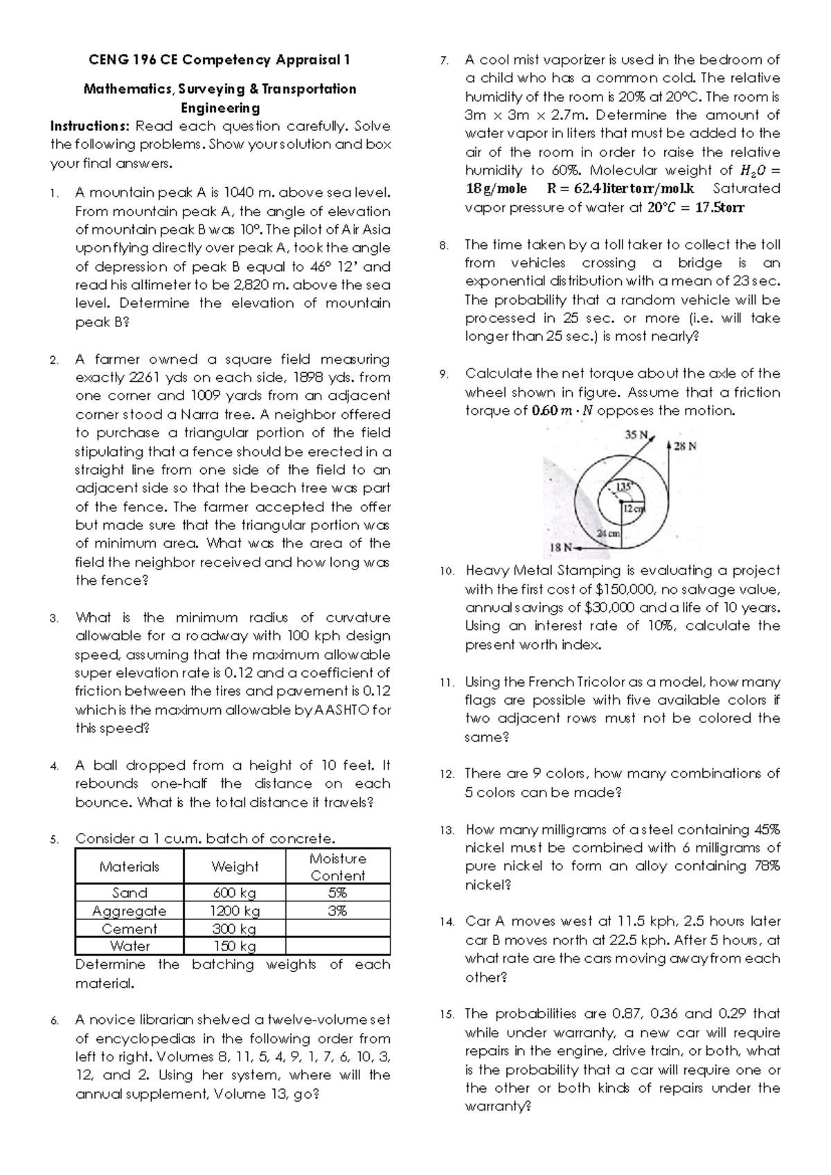 CENG 196 MSTE PSET 05 - PSET - CENG 196 CE Competency Appraisal 1 ...