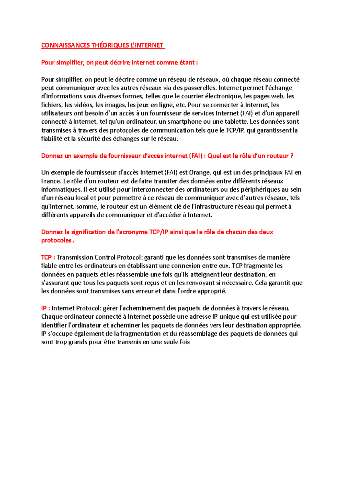 BLOC 4 - bloc 4 pix - CONNAISSANCES THÉORIQUES L’INTERNET Pour ...