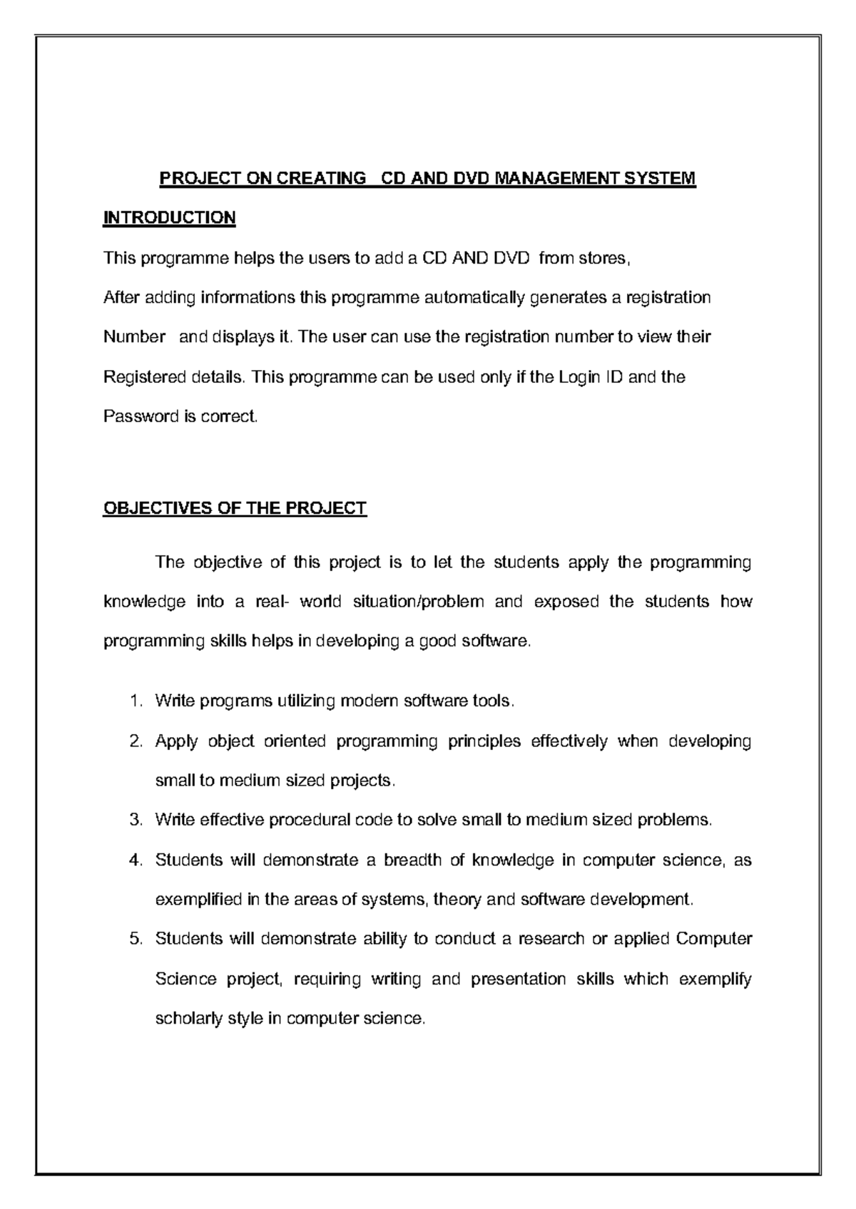 CD DVD Management System - PROJECT ON CREATING CD AND DVD MANAGEMENT ...