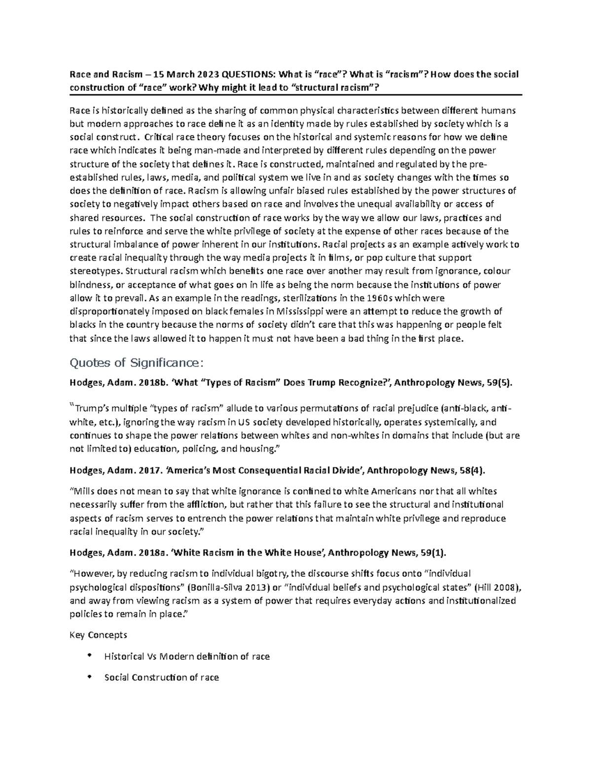 Race and Racism - reference for lab work - Race and Racism – 15 March ...