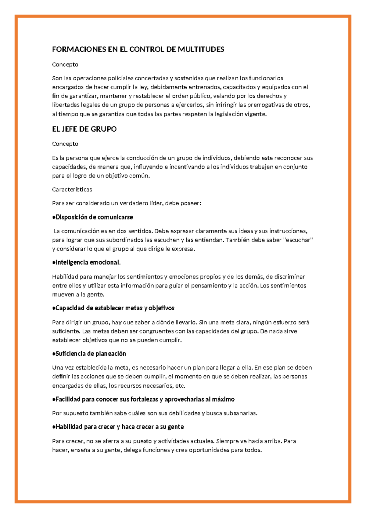 Formaciones EN EL Control DE Multitudes - FORMACIONES EN EL CONTROL DE MULTITUDES Concepto Son ...