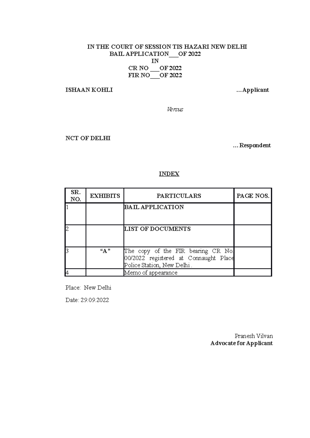 Dpc bail application pranesh - IN THE COURT OF SESSION TIS HAZARI NEW ...