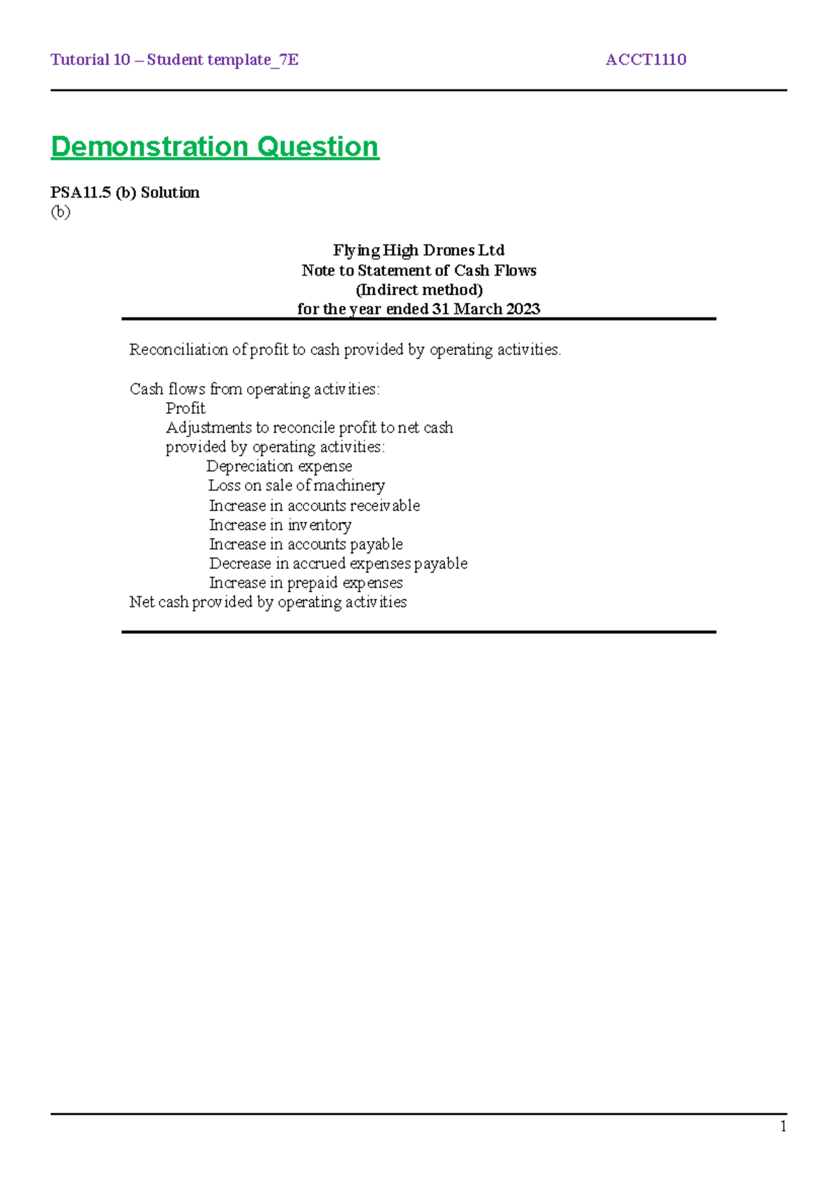 Tutorial 10 - Student template 7E - Demonstration Question PSA11 (b ...