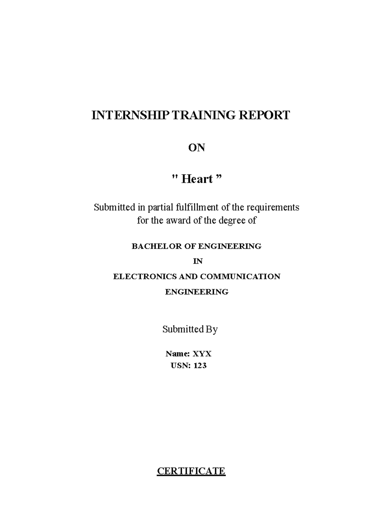 515896445 Internship Report on Machine Learning - INTERNSHIP TRAINING REPORT ON " Heart ” - Studocu