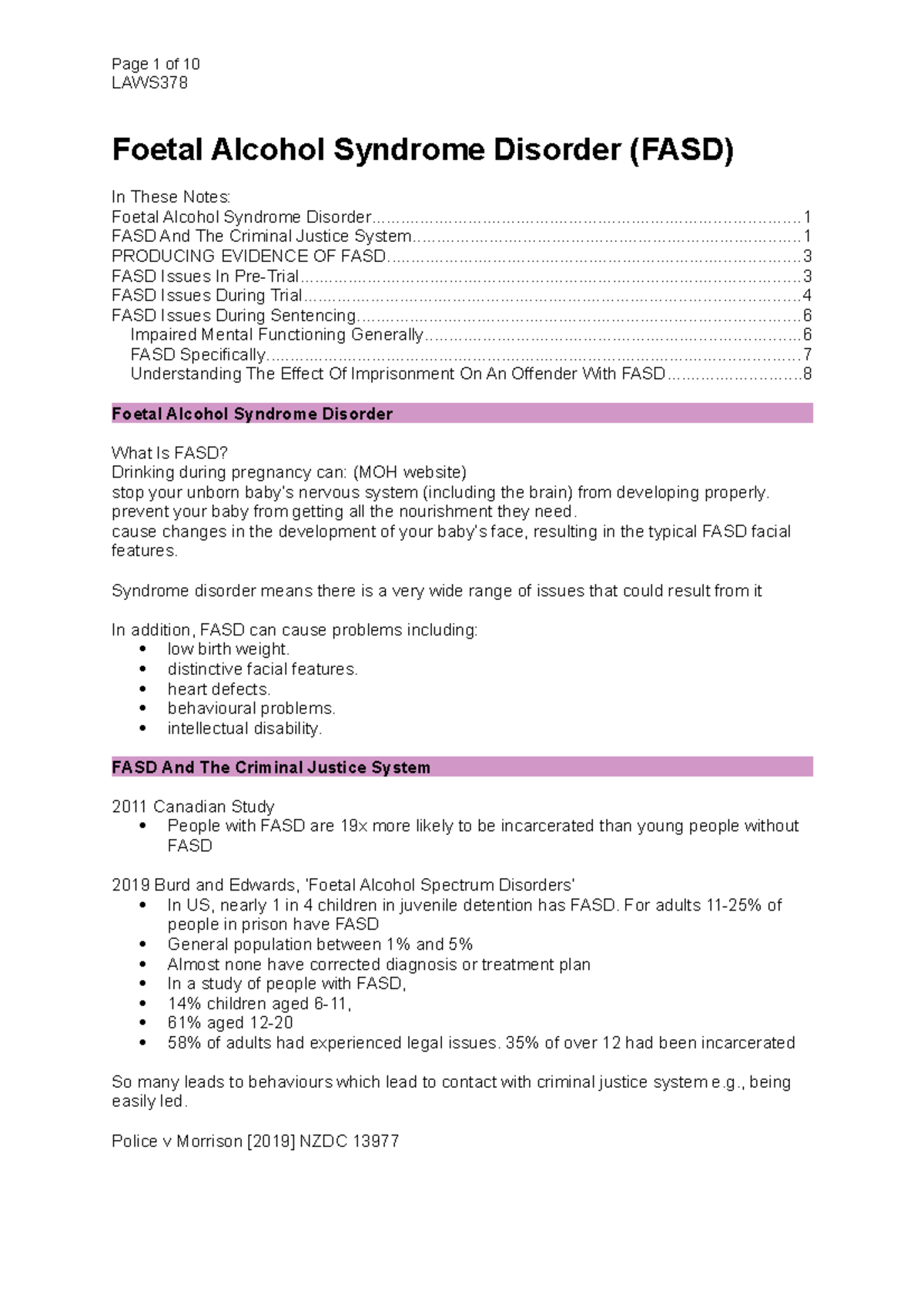 Fetal Alcohol Syndrome Notes - LAWS Foetal Alcohol Syndrome Disorder ...