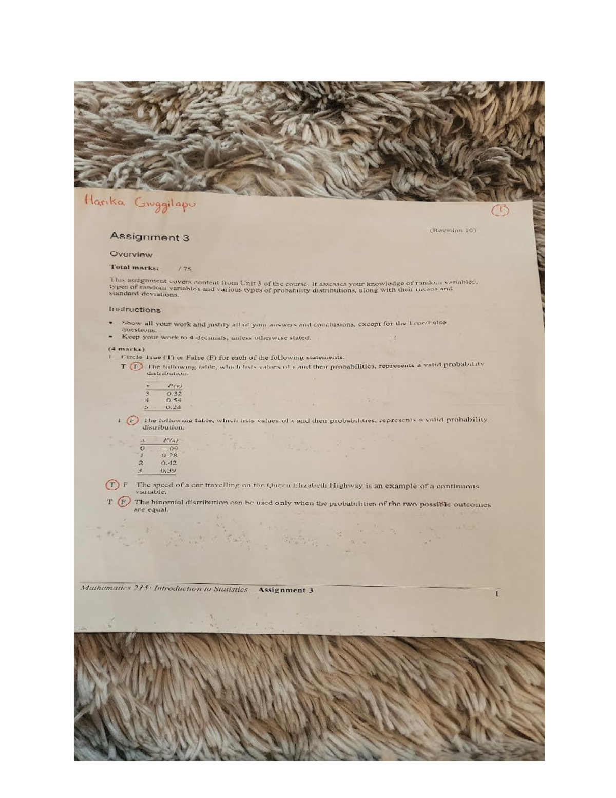 Math 215 Assignment #3- Harika Guggilapu - Harika Guggilapu I (Revision ...