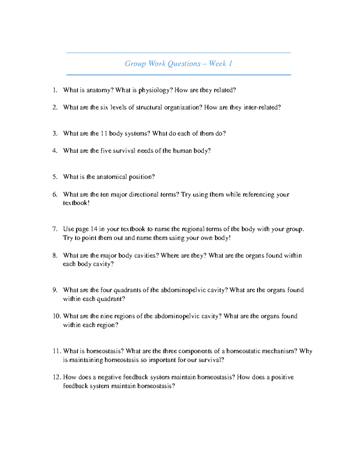 Group Work Questions - Week 1 - Group Work Questions – Week 1 What is ...