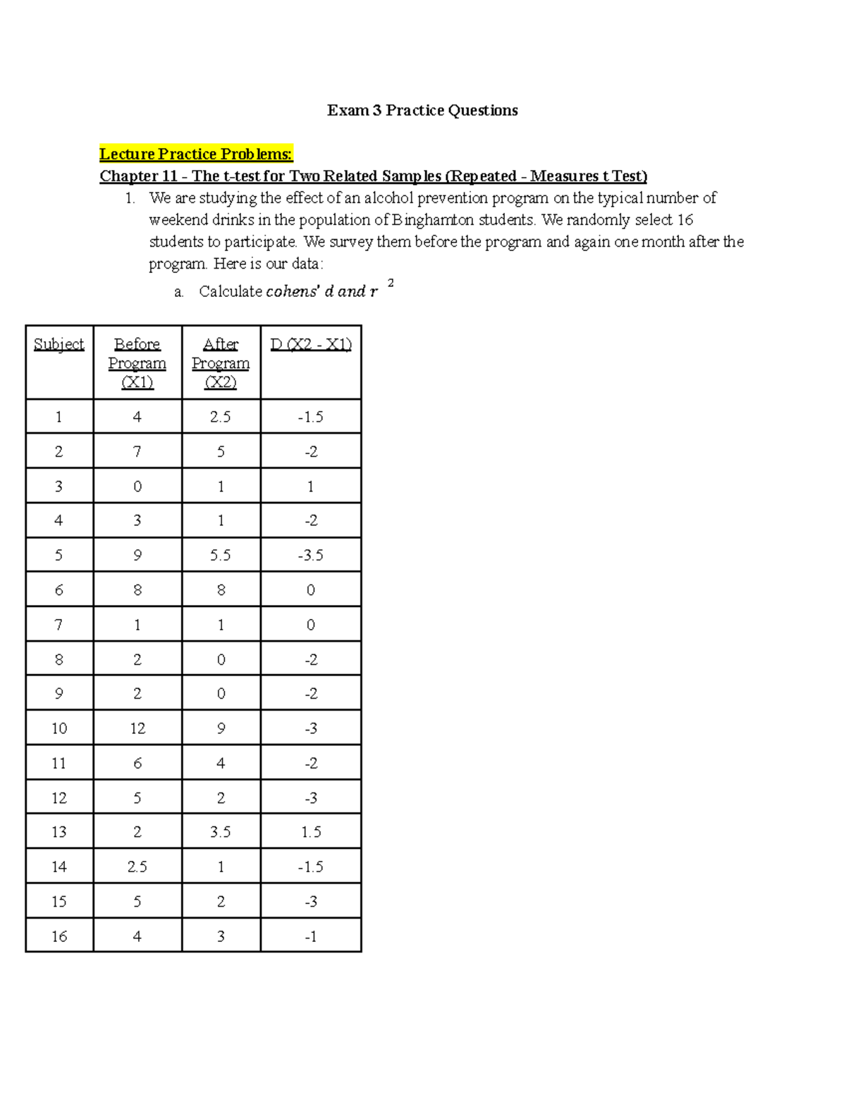Exam 3 Practice Question - Exam 3 Practice Questions Lecture Practice Problems: Chapter 11 - The ...