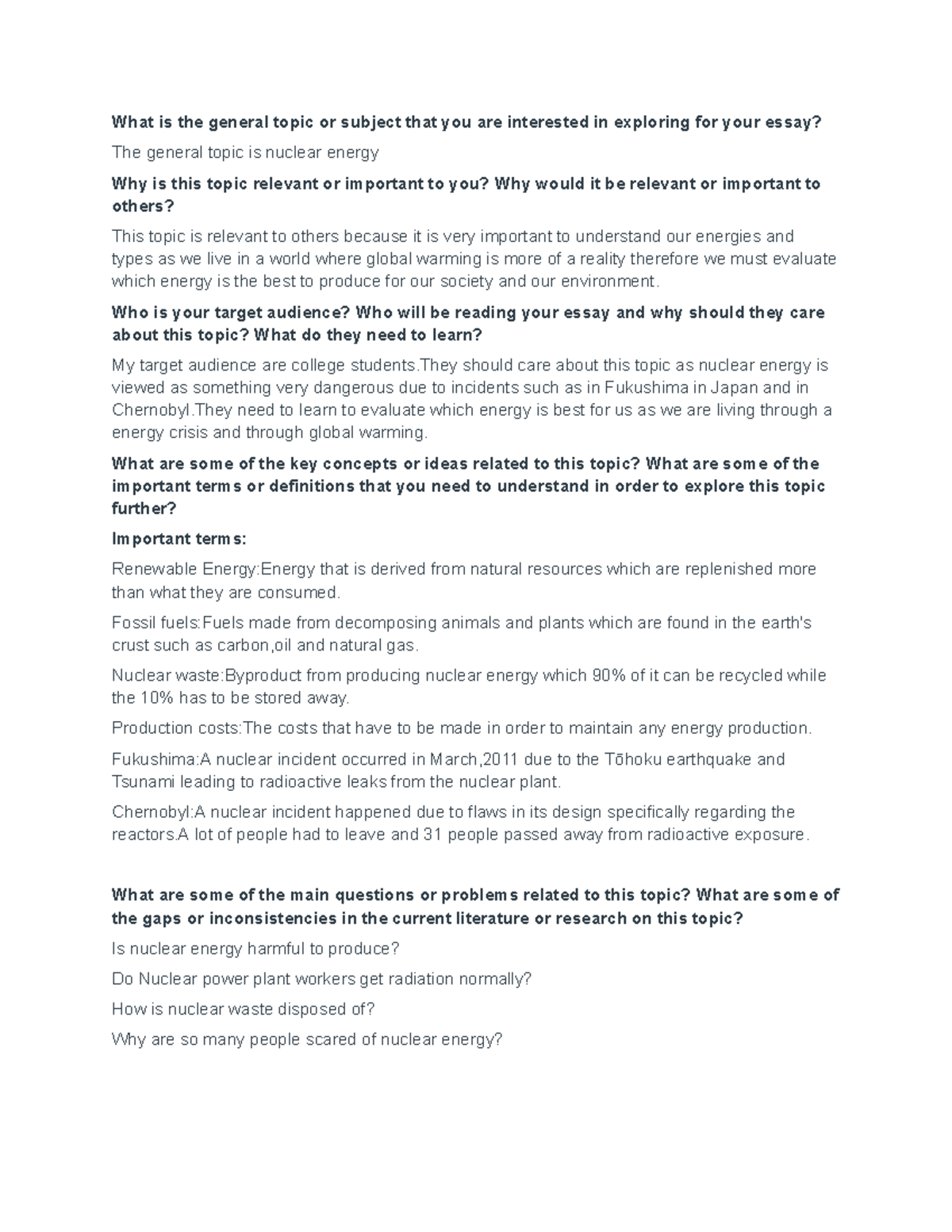 What is the general topic or subject that you are interested in ...