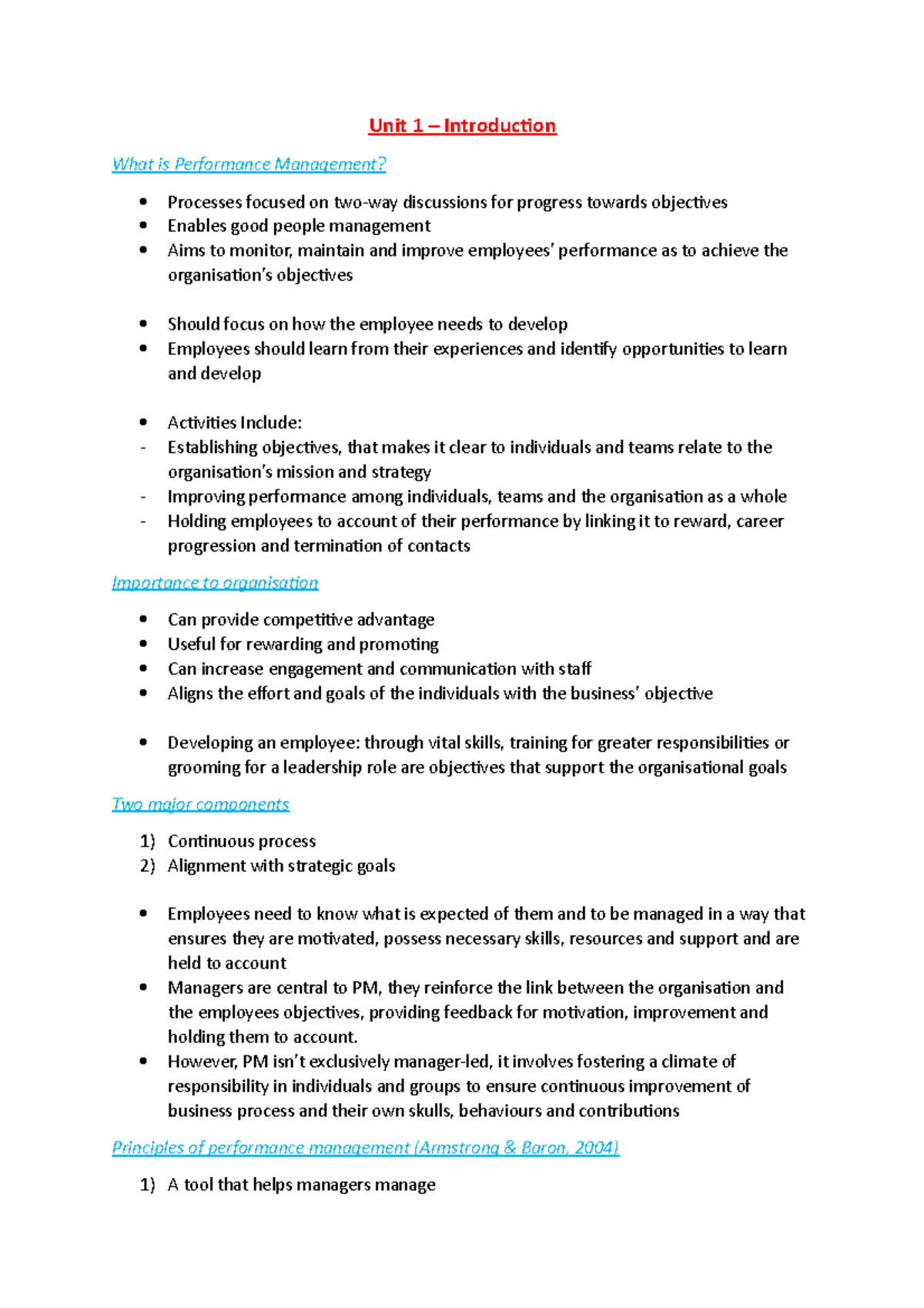 Performance Management Unit 1 - Introduction - Unit 1 – Introduction ...