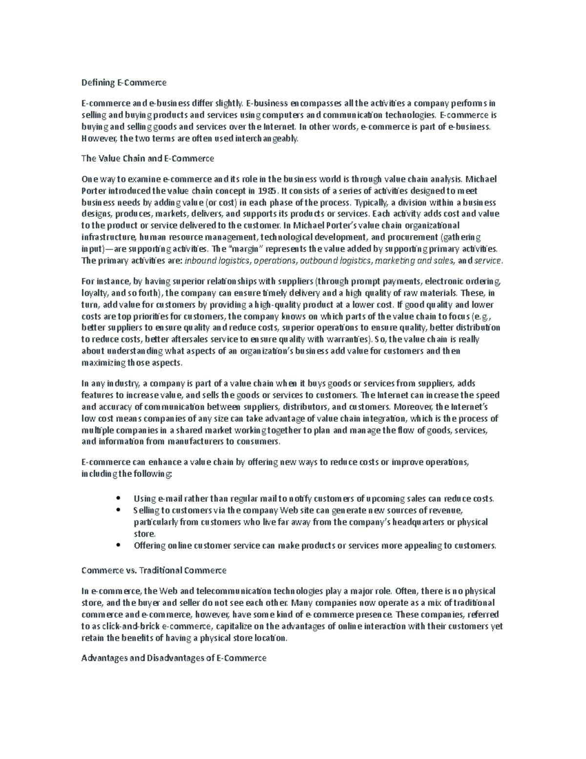 Module 8 Lecture Note ISM - Defining E-Commerce E-commerce and e ...