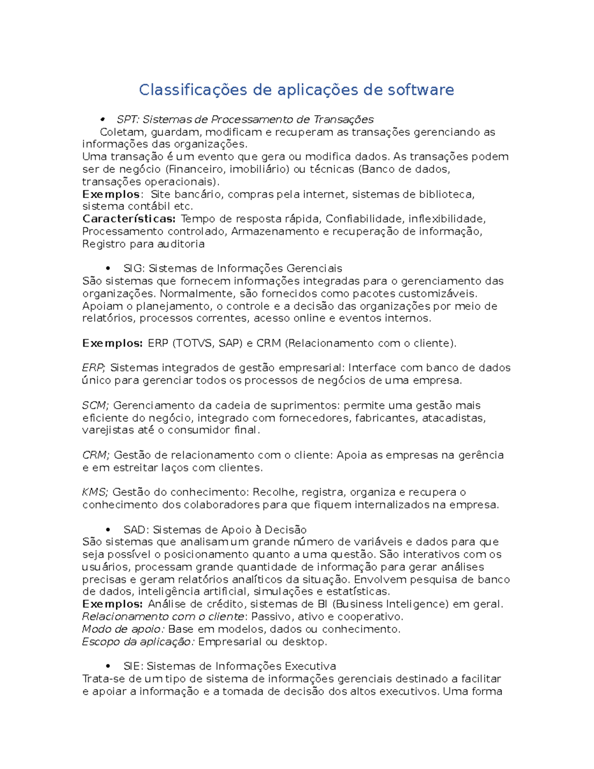 Engenharia de Software - Unid 1 - Classificações de aplicações de ...