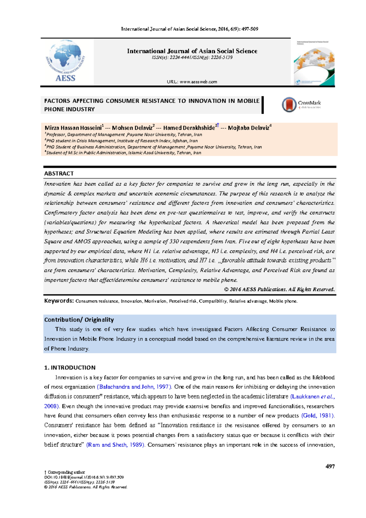 Ijass 2016 6(9) 497 509 - regrtrstr - 497 † Corresponding author - Studocu