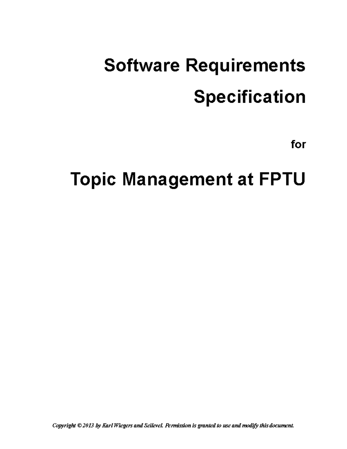 Software Requirements Specification - FPT - Studocu