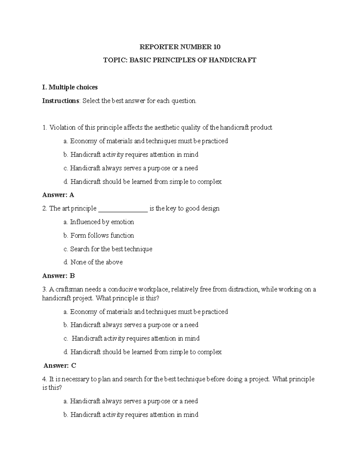 TIC 6 quiz - For thesis - REPORTER NUMBER 10 TOPIC: BASIC PRINCIPLES OF ...
