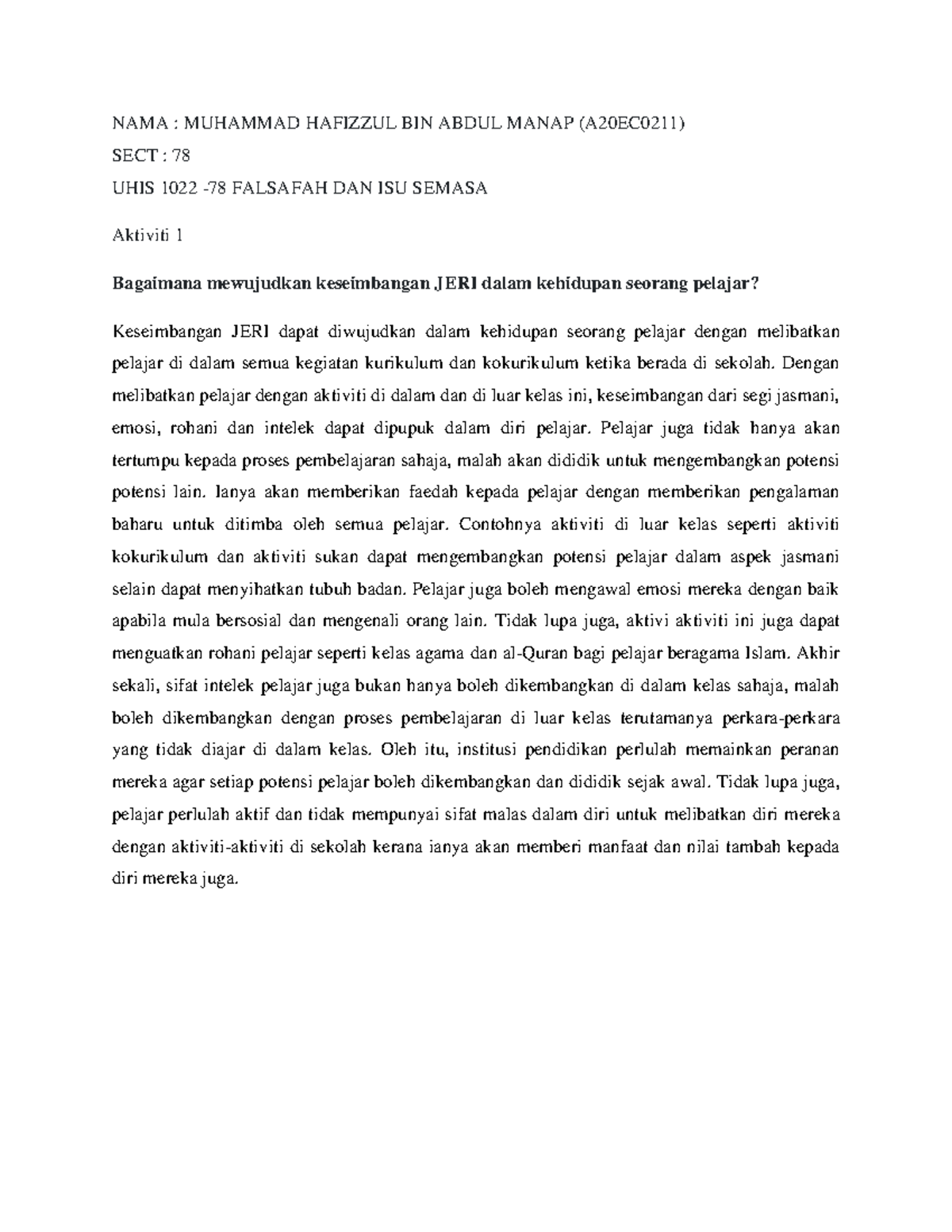 UHIS 1022-78 Muhammad Hafizzul BAB 04 19 NOV 2020 - NAMA : MUHAMMAD ...