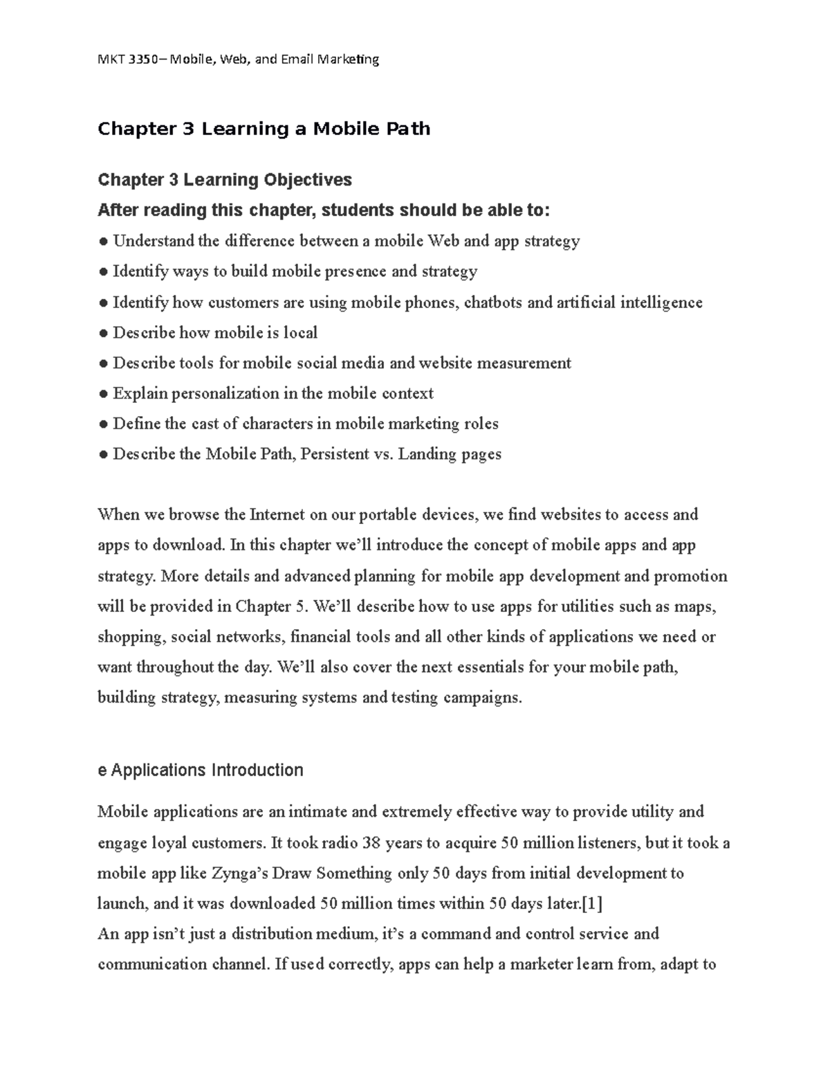 Chapter 3 - Learning a Mobile Path - MKT 3350– Mobile, Web, and Email ...