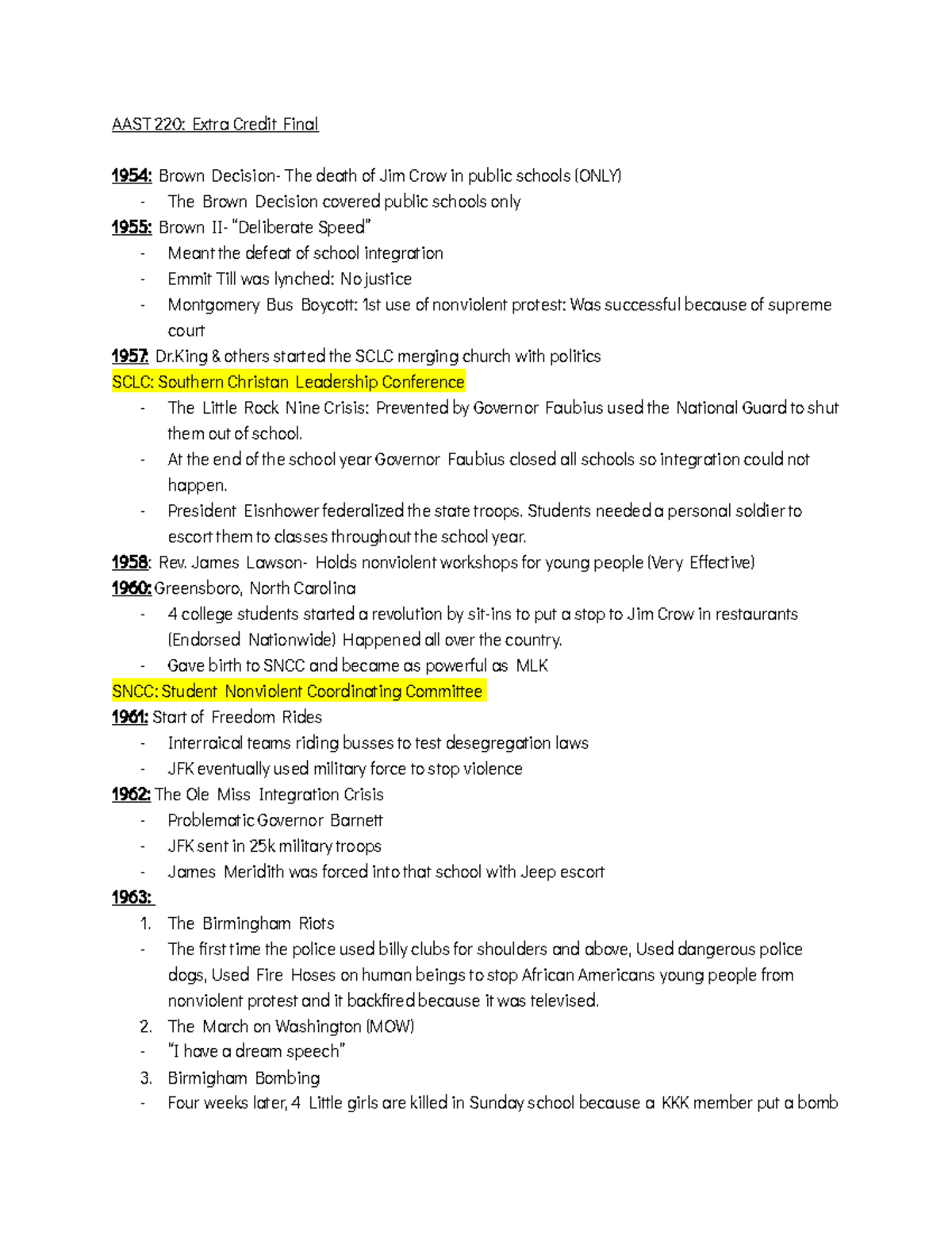 AAST 220 EC Final Notes - Dr.Finnie - AAST 220: Extra Credit Final 1954 ...