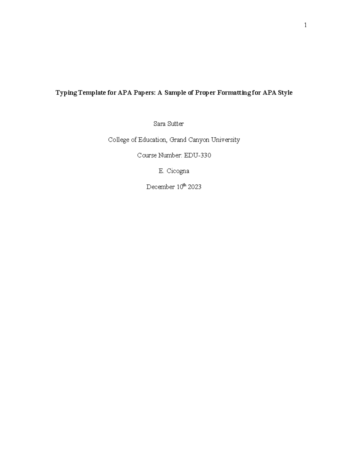 week 7 final Essay - Typing Template for APA Papers: A Sample of Proper ...